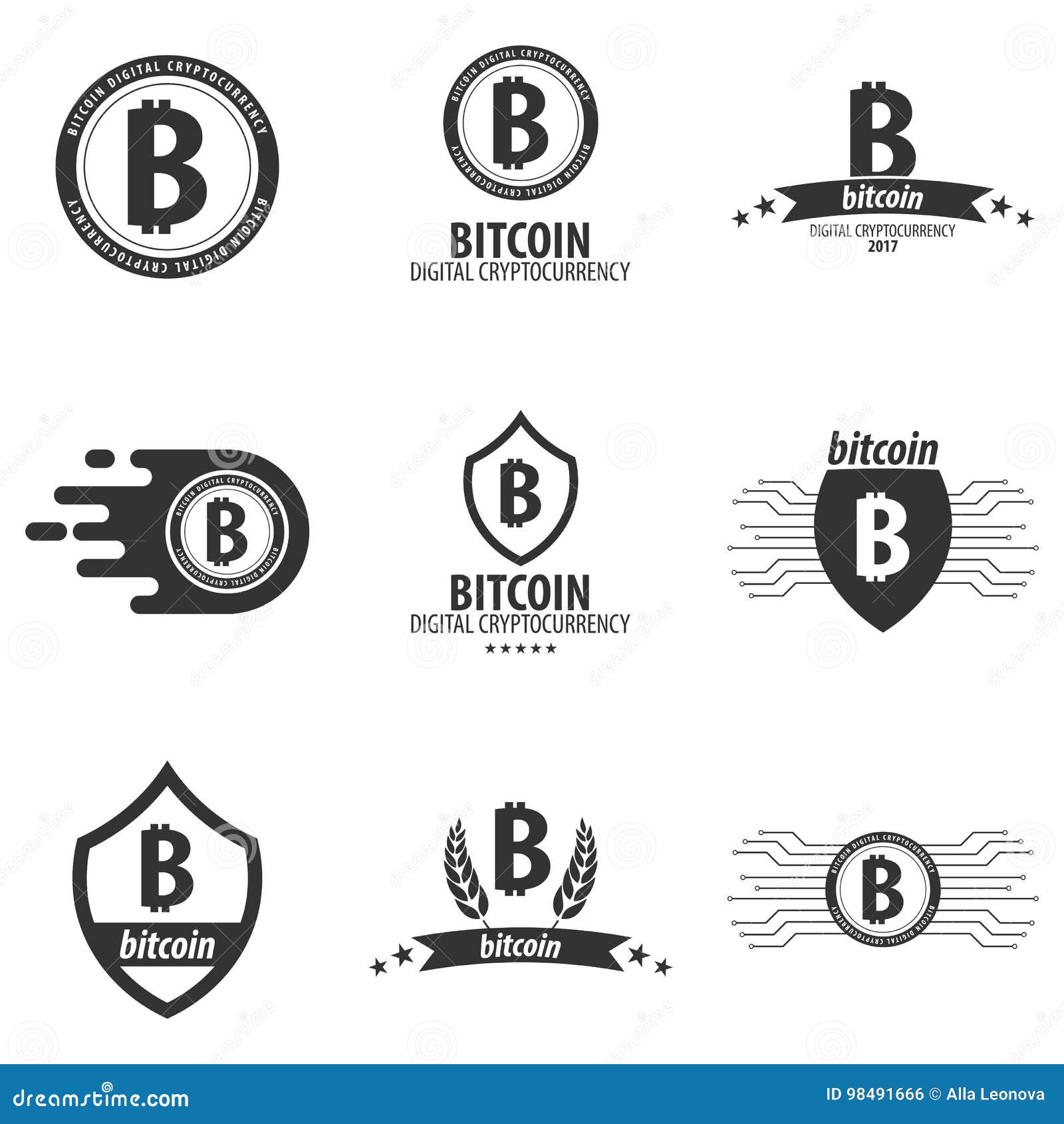 Bitcoin Logo and Emblem. Digital Cryptocurrency. Techology Emblem ...