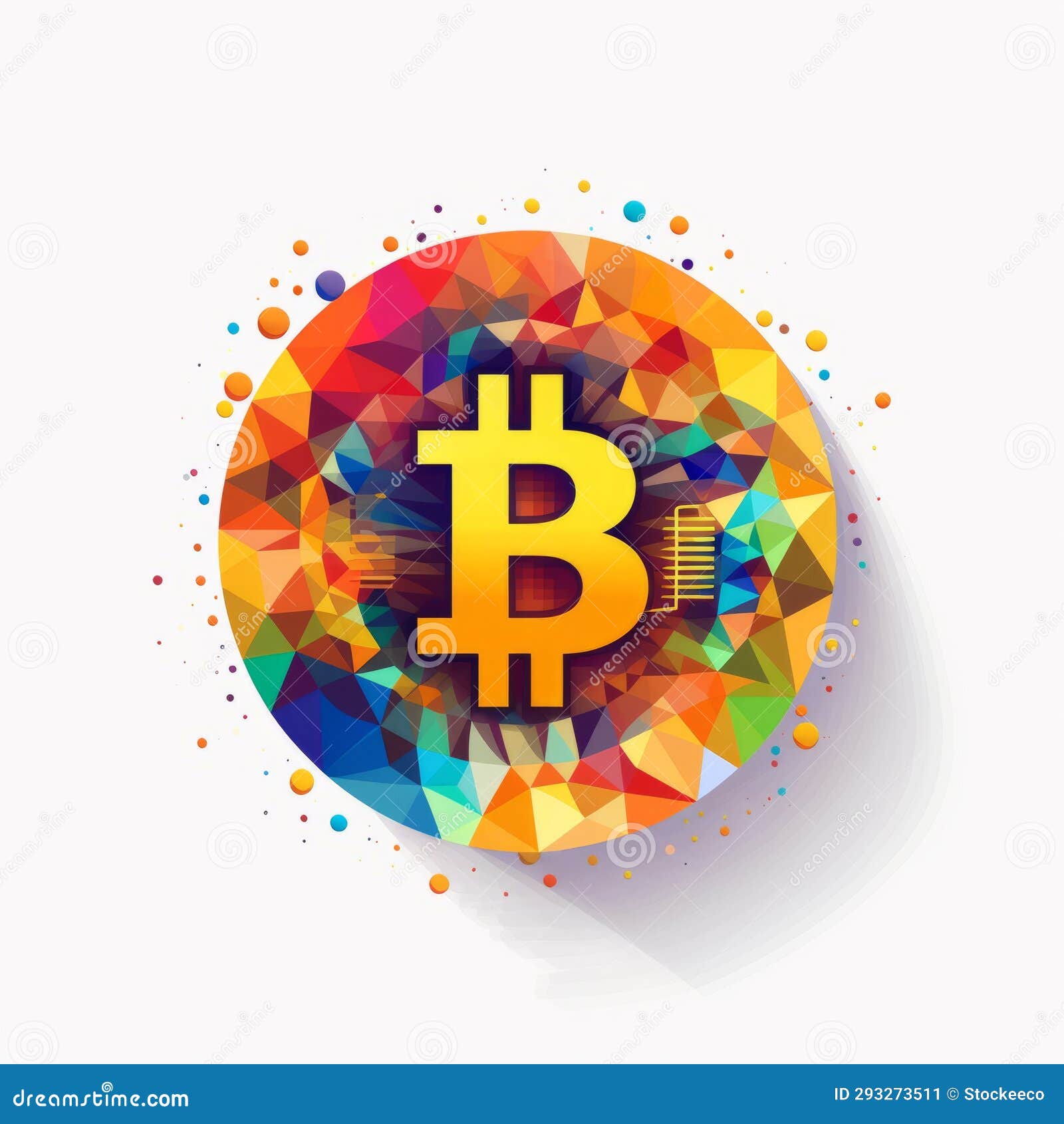 Colorful Bitcoin Symbol Abstract Art with Flat Design Stock ...