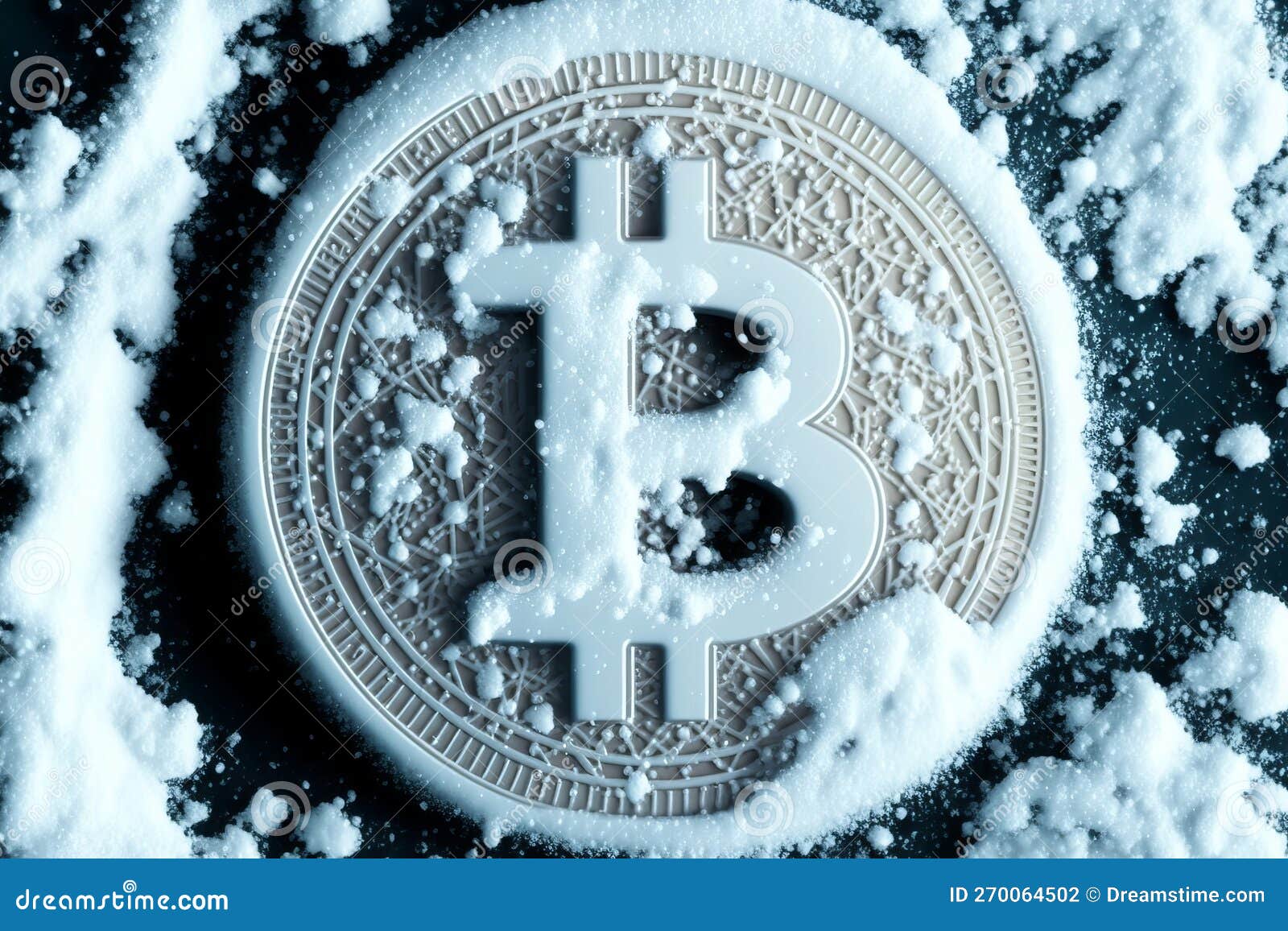 Bitcoin Logo in the Snow - Crypto Winter - Generative Ai Illustration ...