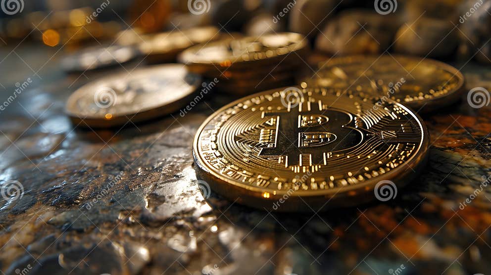 Bitcoin on Luxurious Surface. Created with Generative AI Stock ...
