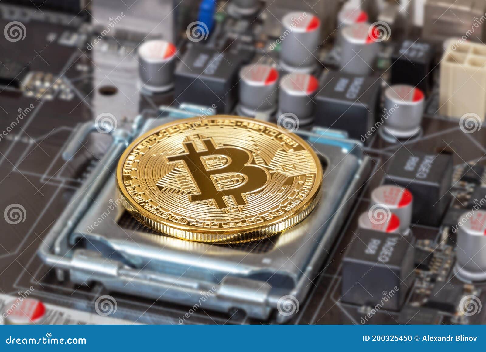 Bitcoin Lying Over Electronic Computer Component Editorial Image ...