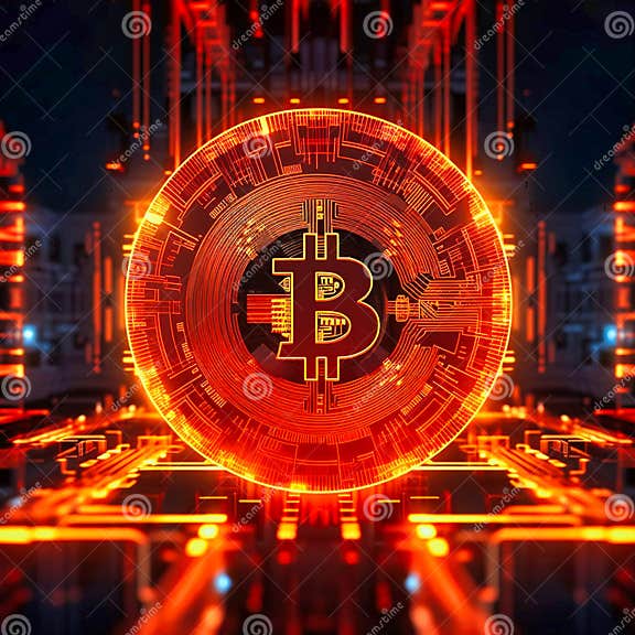 Bitcoin Made from Futuristic Glowing Technology, Stock Image - Image of ...