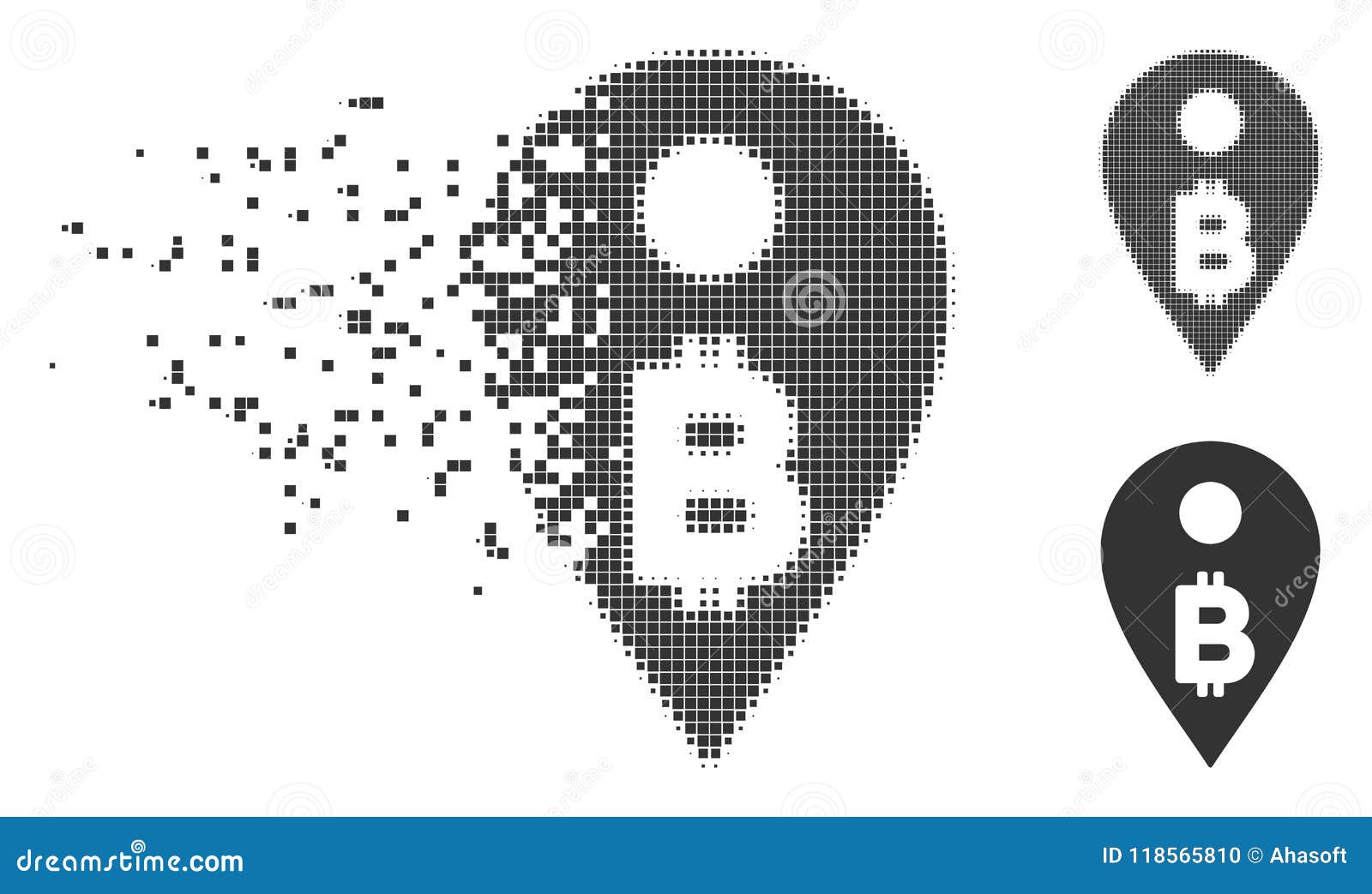 Bitcoin Map Marker Shredded Pixel Halftone Icon Stock Vector ... Bitcoin Map Marker Shredded Pixel Halftone Icon Stock Vector ...