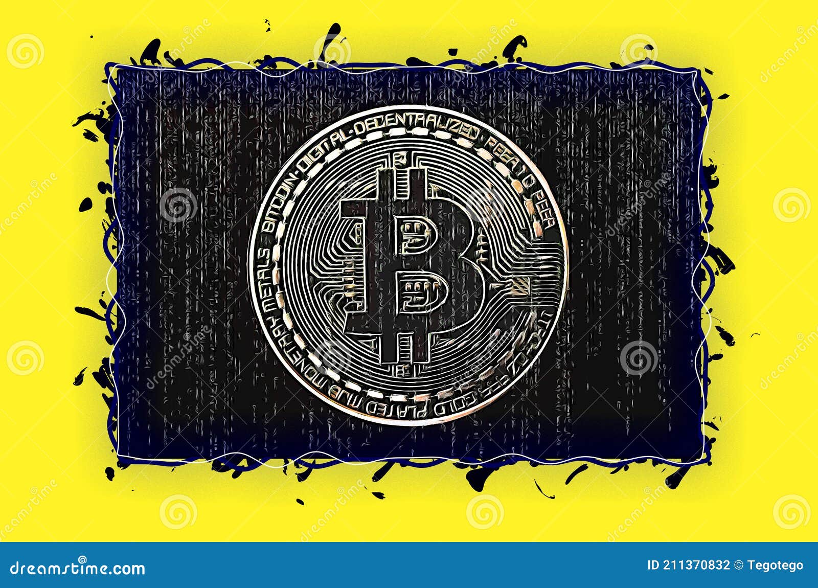 Bitcoin and matrix code stock photo. Image of exchange - 211370832