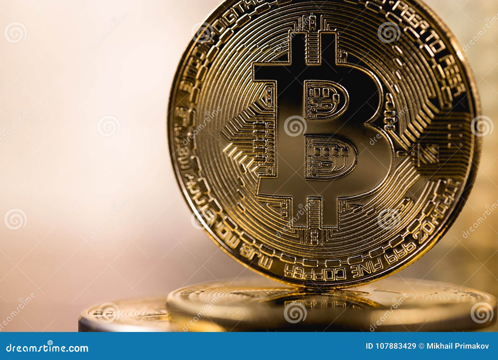 Bitcoin metall coin logo stock image. Image of gold - 107883429
