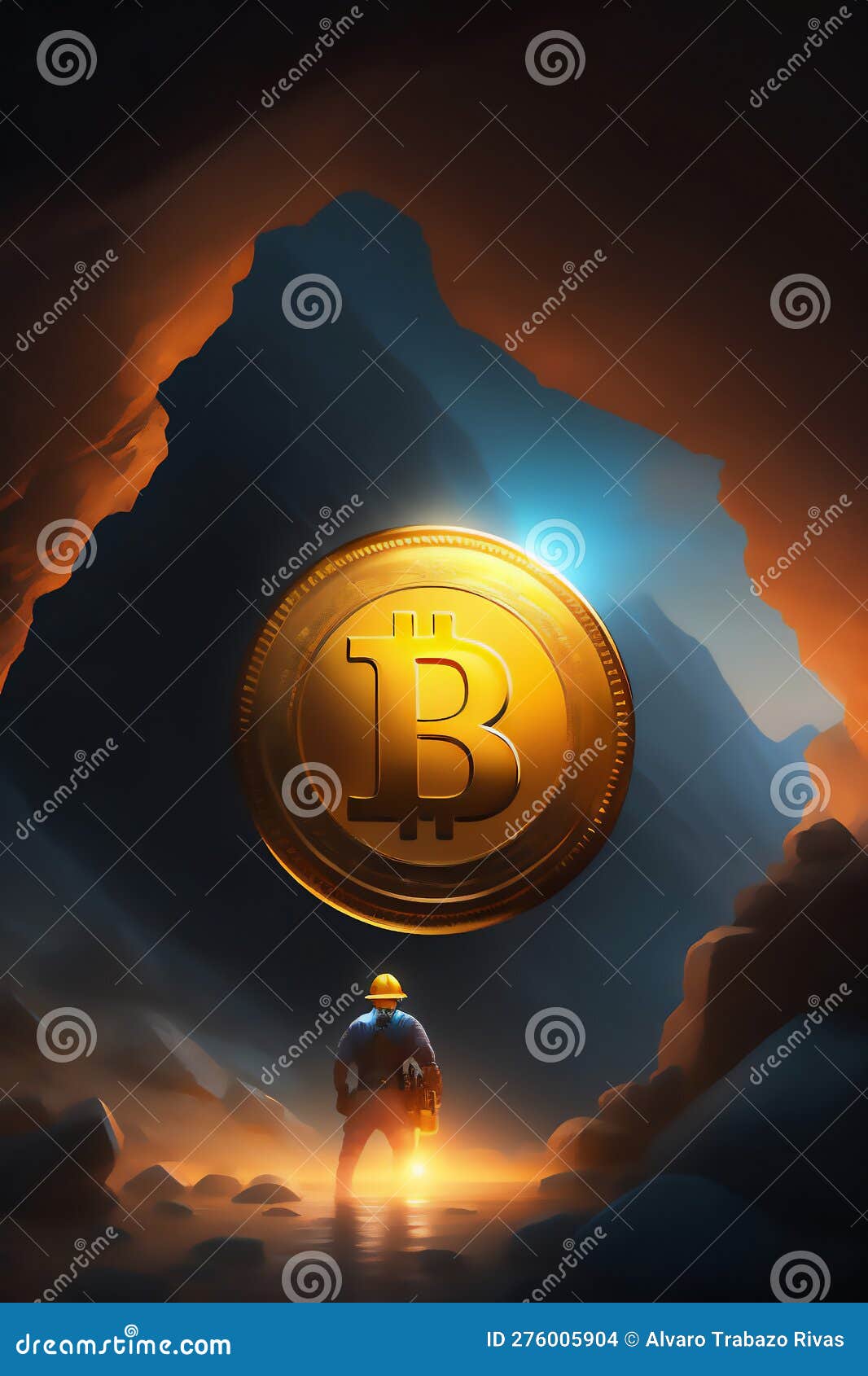 Bitcoin Miner Extracting Bitcoin Coins Inside a Mine (concept)(AI ...