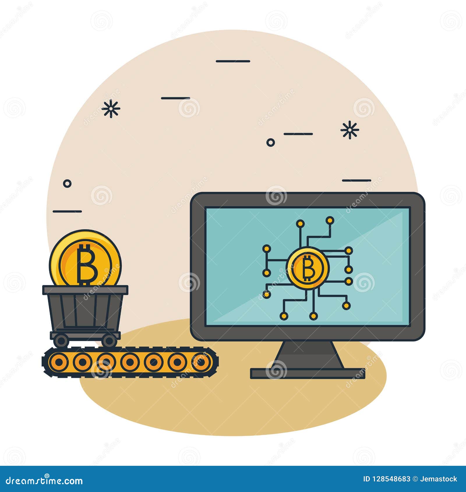 Bitcoin mining cartoons stock vector. Illustration of cryptocurrency ...