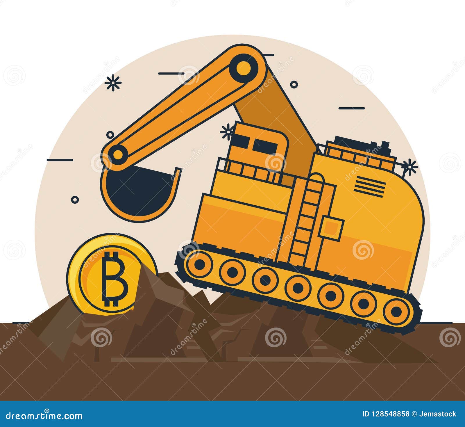 Bitcoin mining cartoons stock vector. Illustration of internet - 128548858