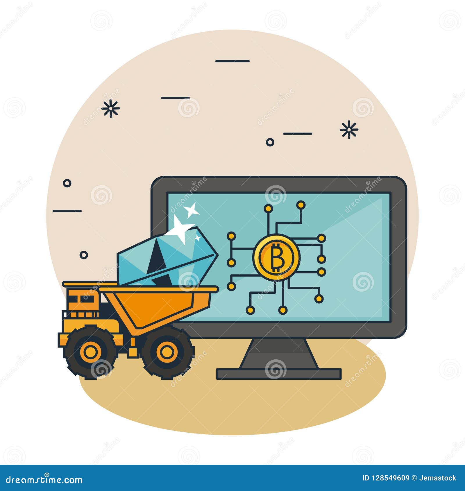 Bitcoin mining cartoons stock vector. Illustration of bitcoin - 128549609