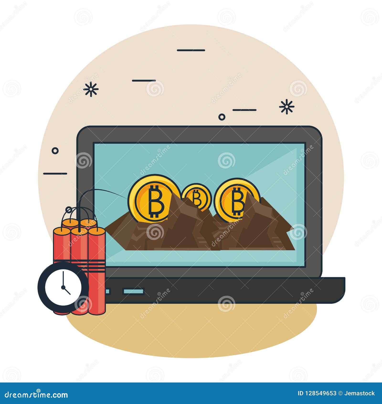 Bitcoin mining cartoons stock vector. Illustration of market - 128549653