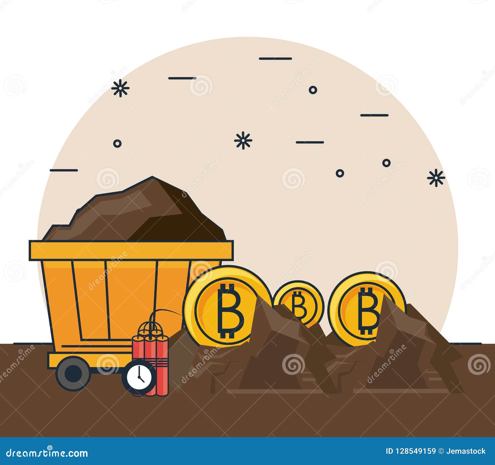 Bitcoin mining cartoons stock vector. Illustration of business - 128549159