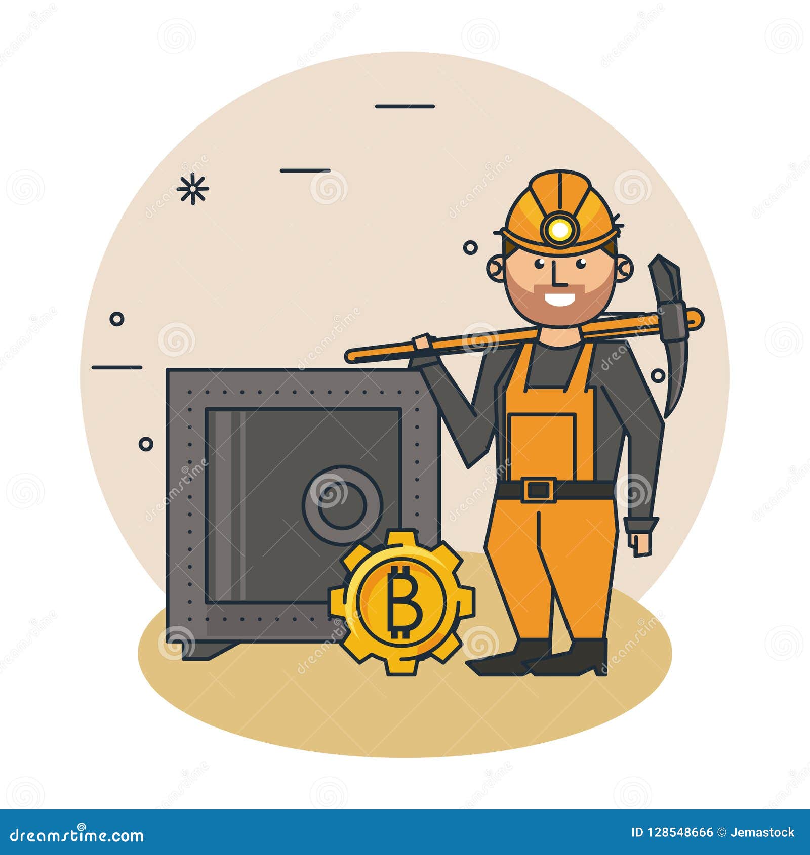 Bitcoin mining cartoons stock vector. Illustration of coin - 128548666