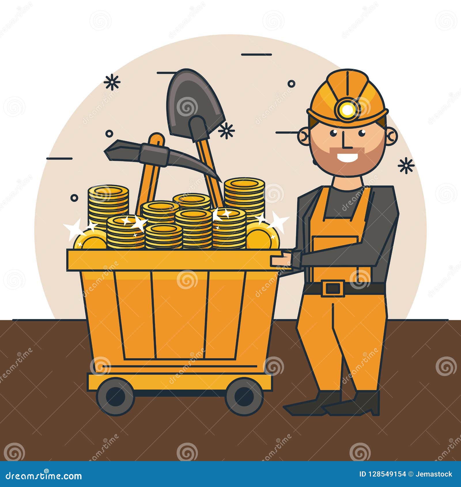 Bitcoin mining cartoons stock vector. Illustration of pick - 128549154