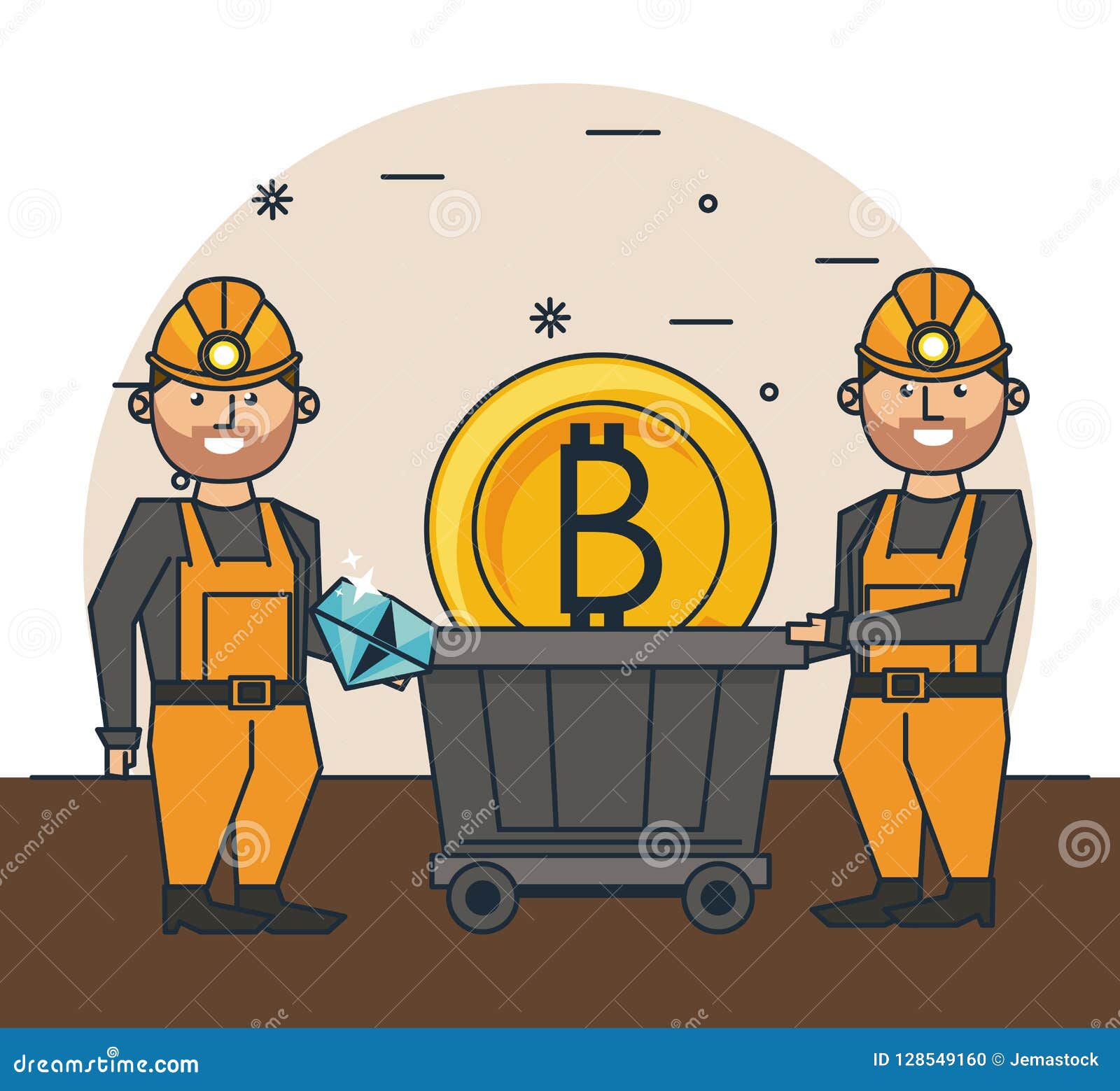 Bitcoin mining cartoons stock vector. Illustration of mining - 128549160