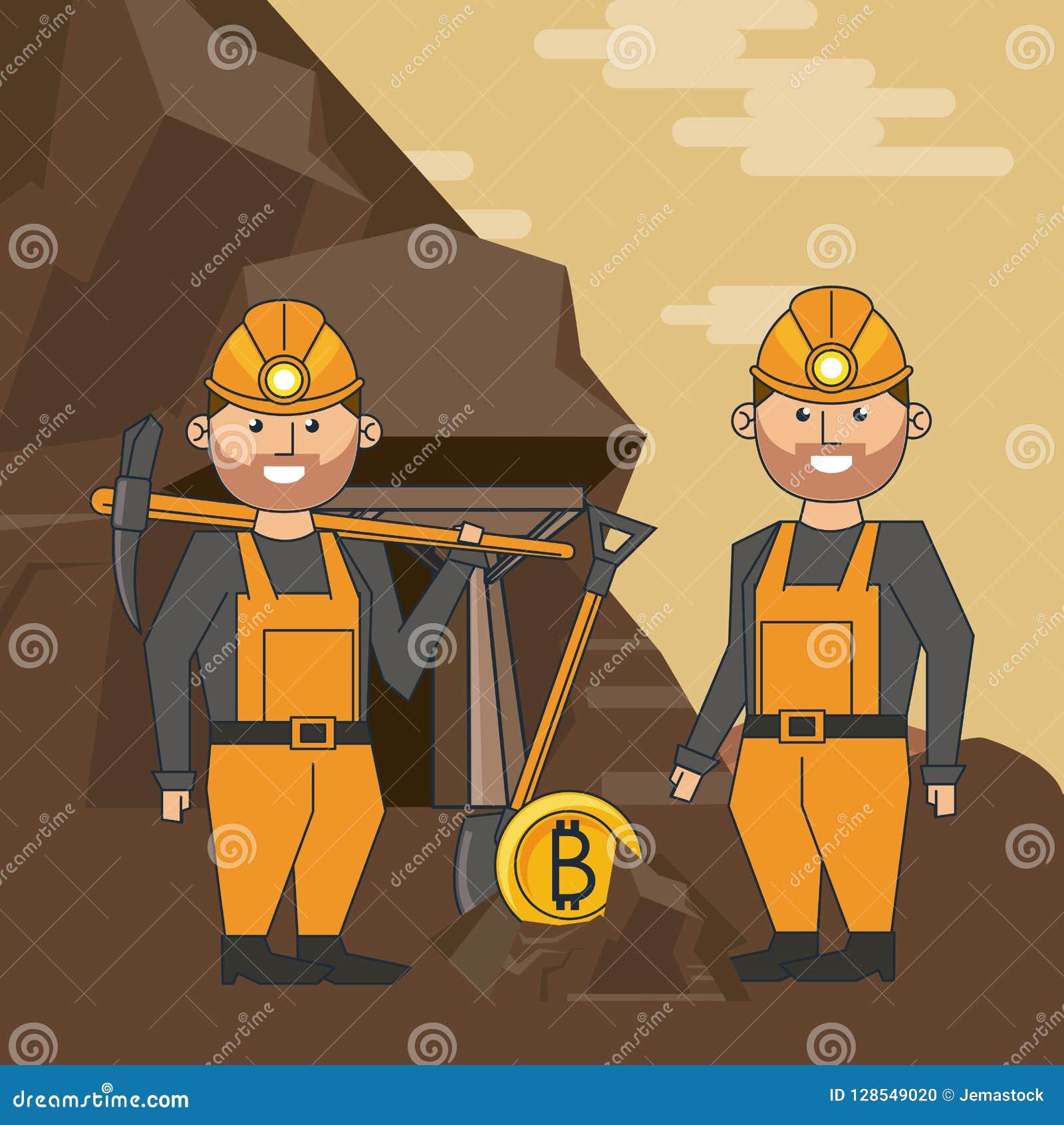 Bitcoin mining cartoons stock vector. Illustration of investment ...