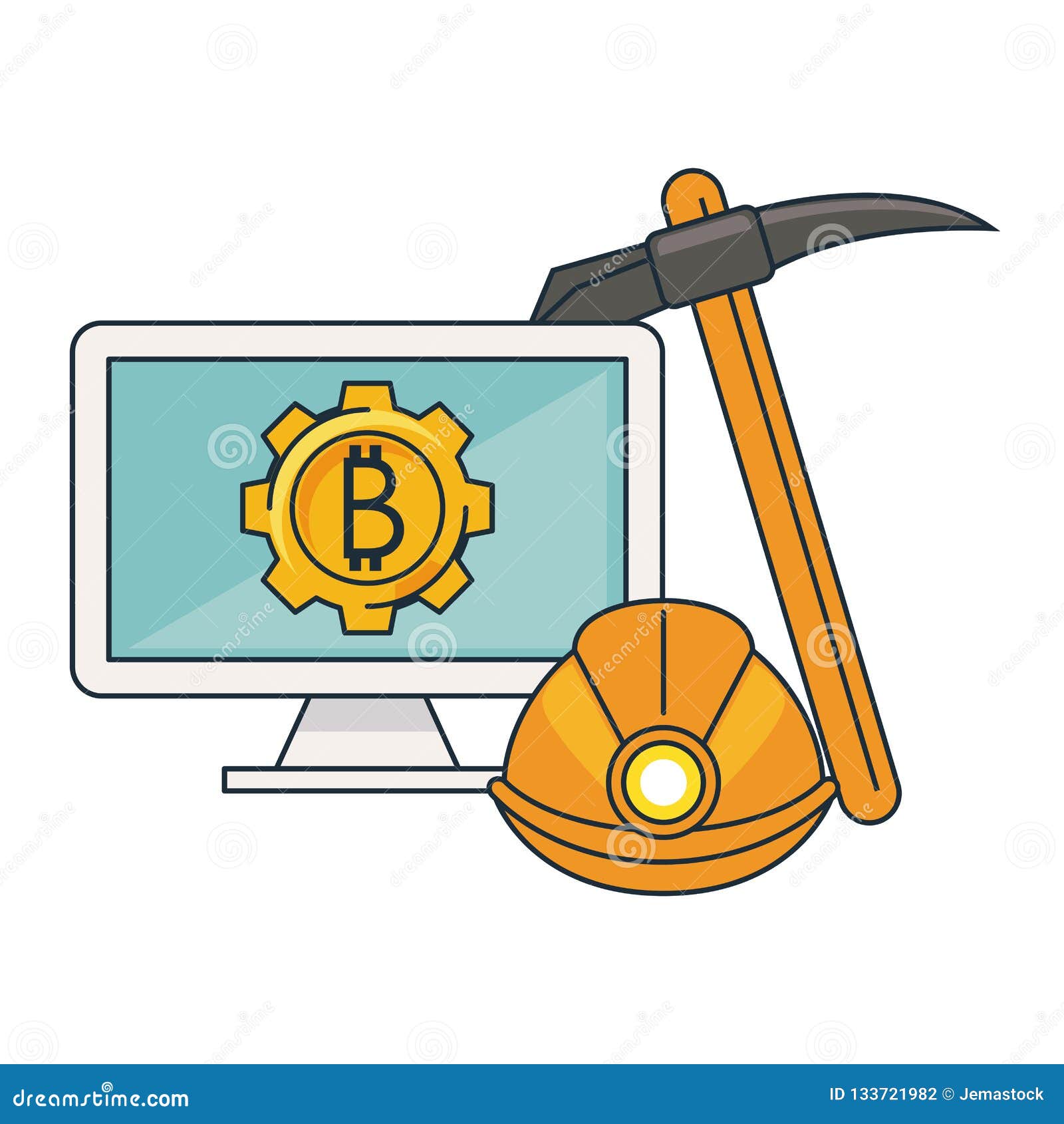Bitcoin Mining from Computer with Tools Stock Vector - Illustration of ...