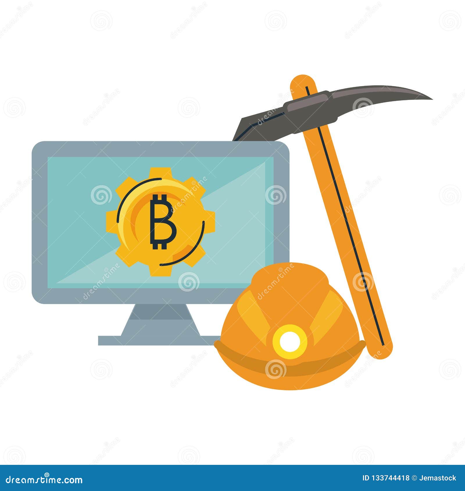 Bitcoin Mining from Computer with Tools Stock Vector - Illustration of ...