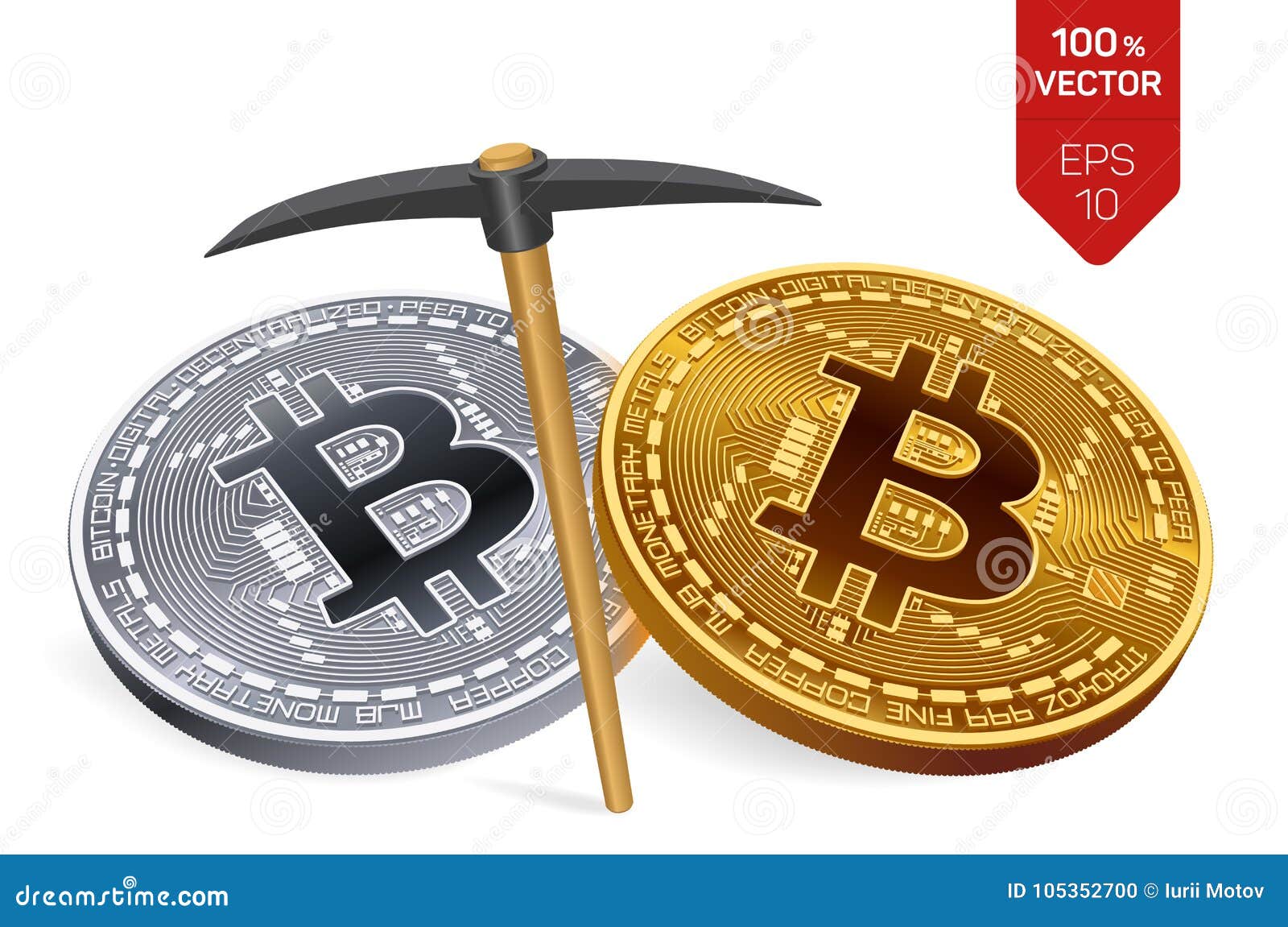 Bitcoin Mining Concept. 3D Isometric Physical Bit Coin with Pickaxe ... Bitcoin Mining Concept. 3D Isometric Physical Bit Coin with Pickaxe ...