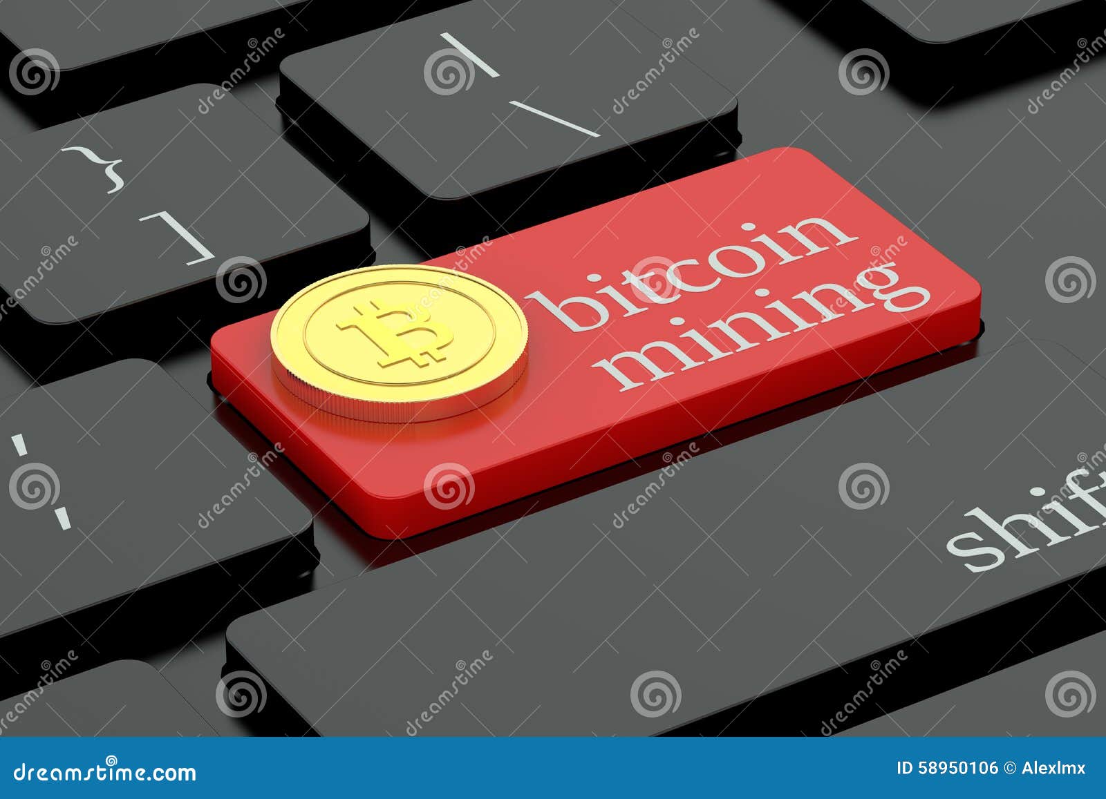 Bitcoin Mining Concept on Keyboard Button Stock Illustration ...