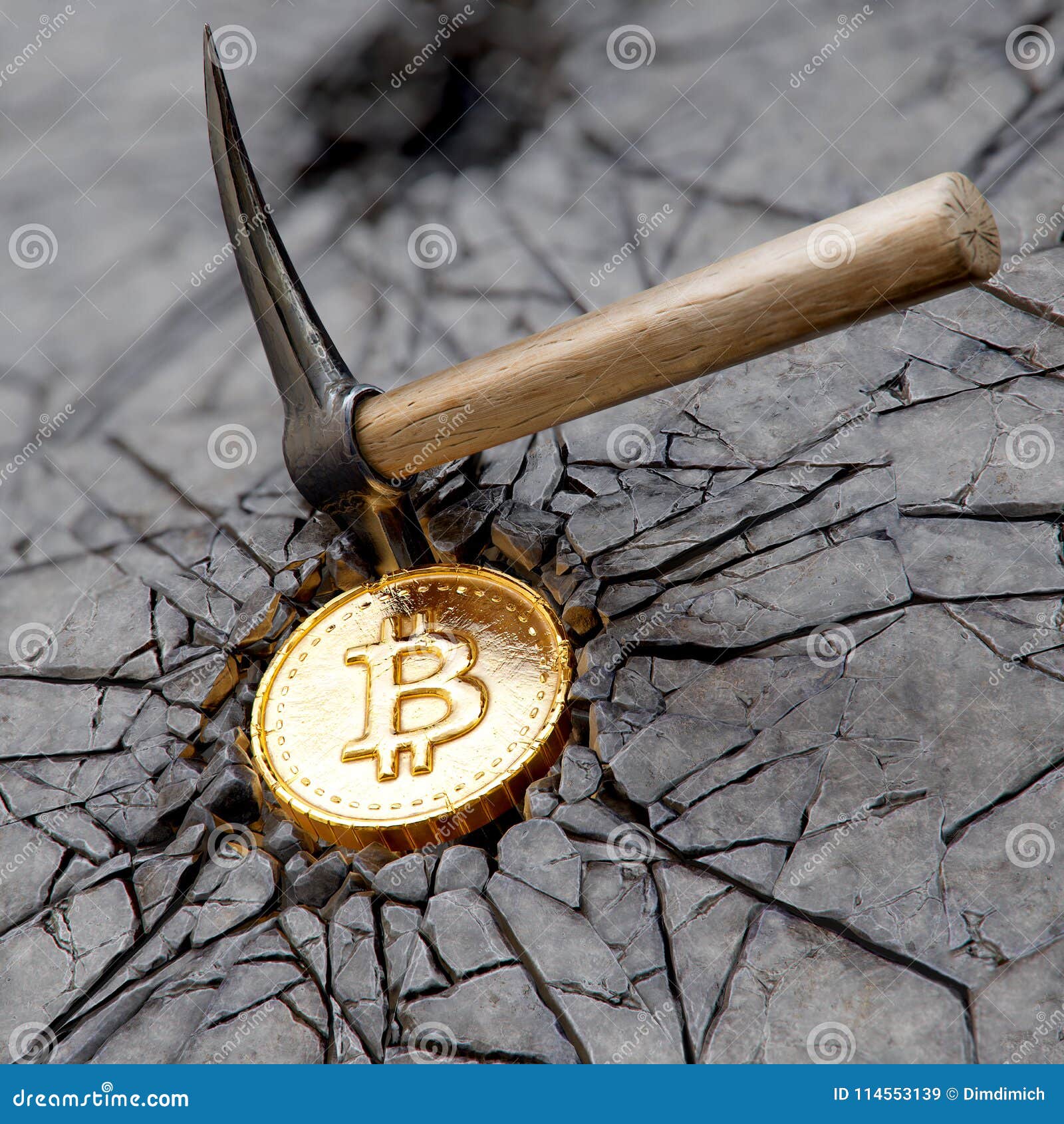 Bitcoin Mining Concept with Pickaxe Stock Image - Image of bitcoin ...