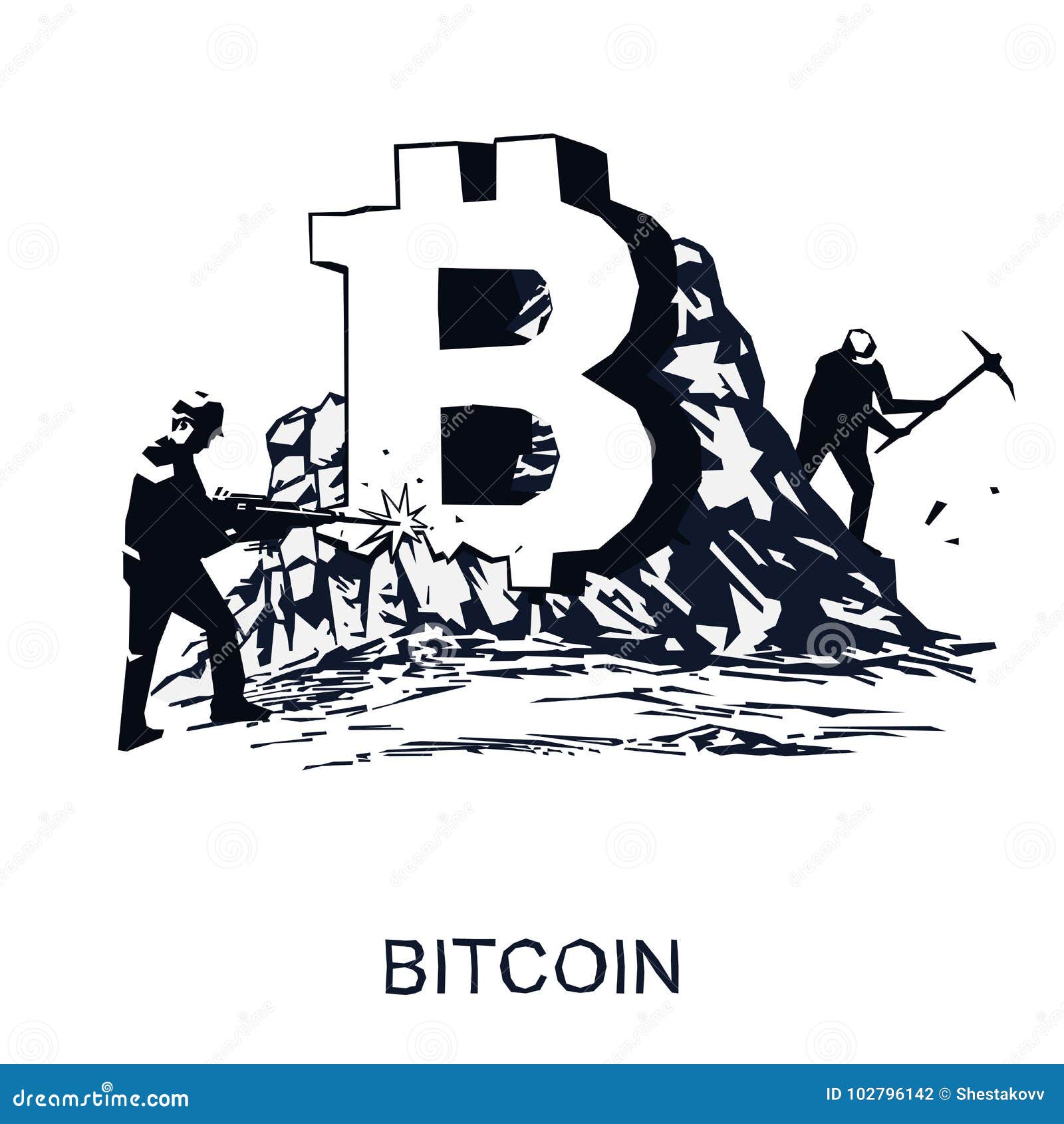 Bitcoin Mining Concept Vector Illustration. Stock Vector - Illustration ...