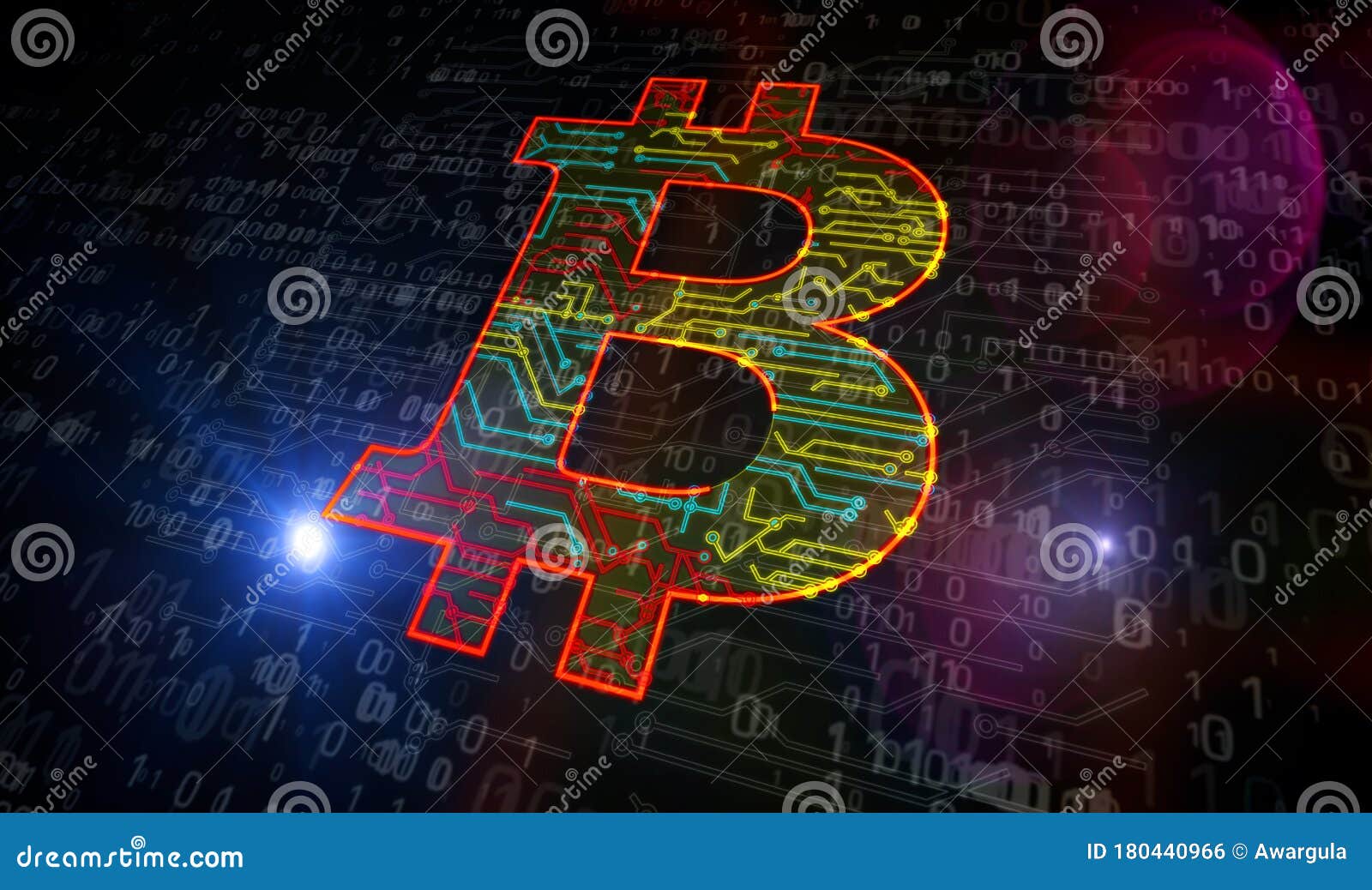 Processor Factory with Laser Burning of Bitcoin Symbols Illustration ...
