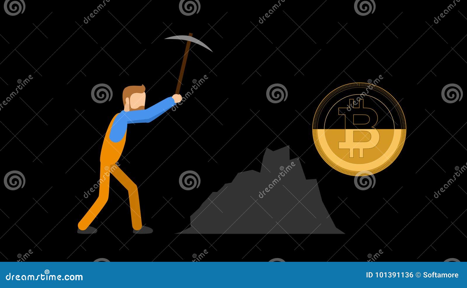 Bitcoin Mining Flat Animation. Alpha Channel Stock Footage - Video of ...