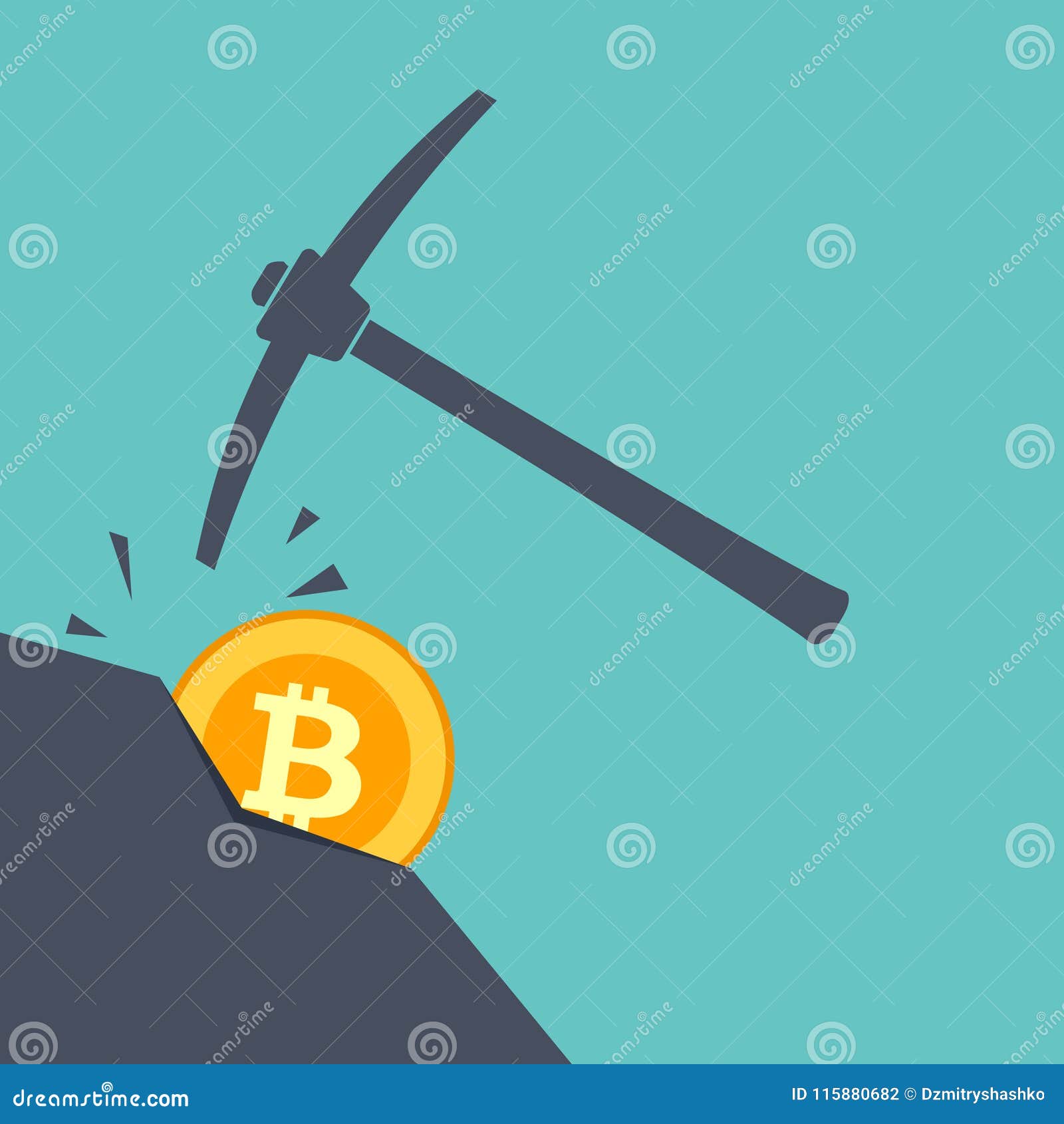 Bitcoin Mining Illustration Stock Vector - Illustration of coin, flat ...