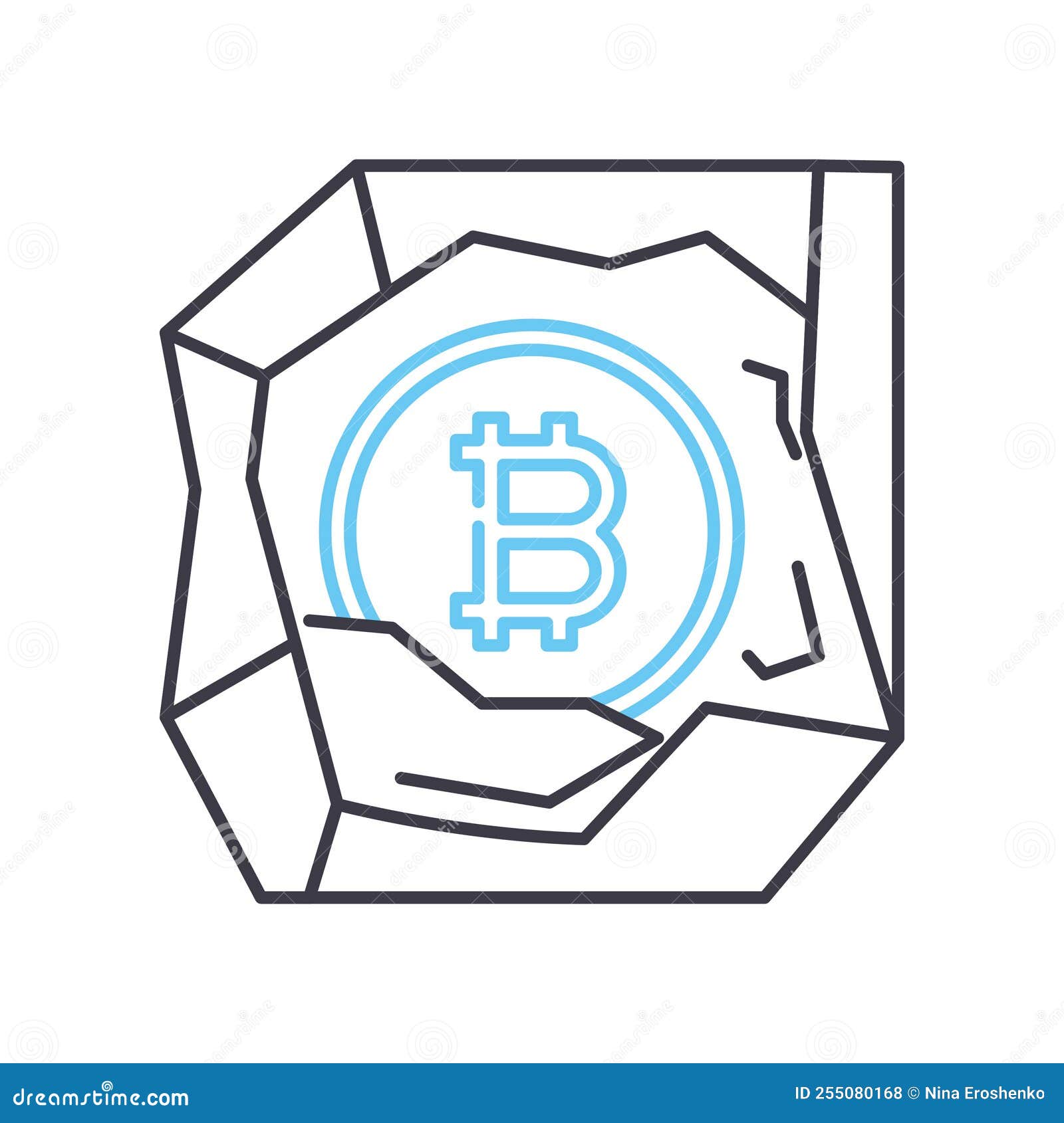 Bitcoin Mining Line Icon, Outline Symbol, Vector Illustration, Concept ...