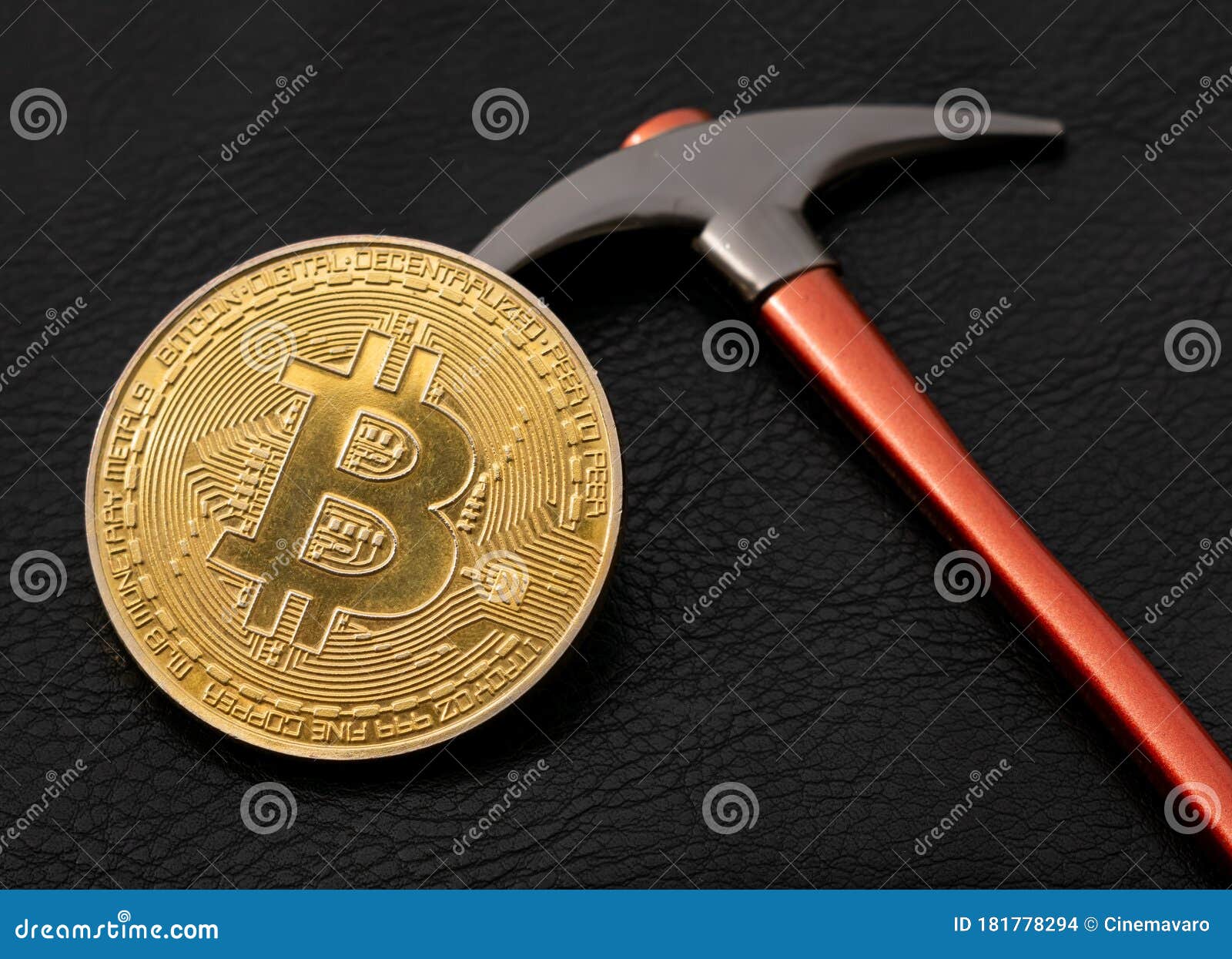 Bitcoin Mining with a Pickaxe, BTC Cryptocurrency Mining Concept Stock ...