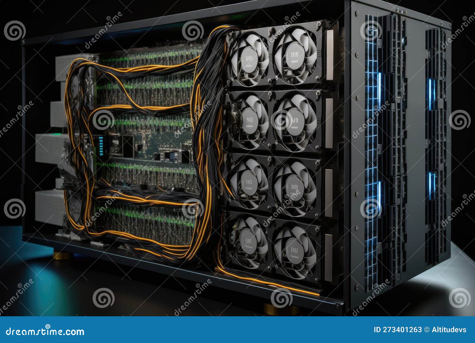 Bitcoin Mining Rig, With Rows Of Powerful Gpus Solving Complex ...