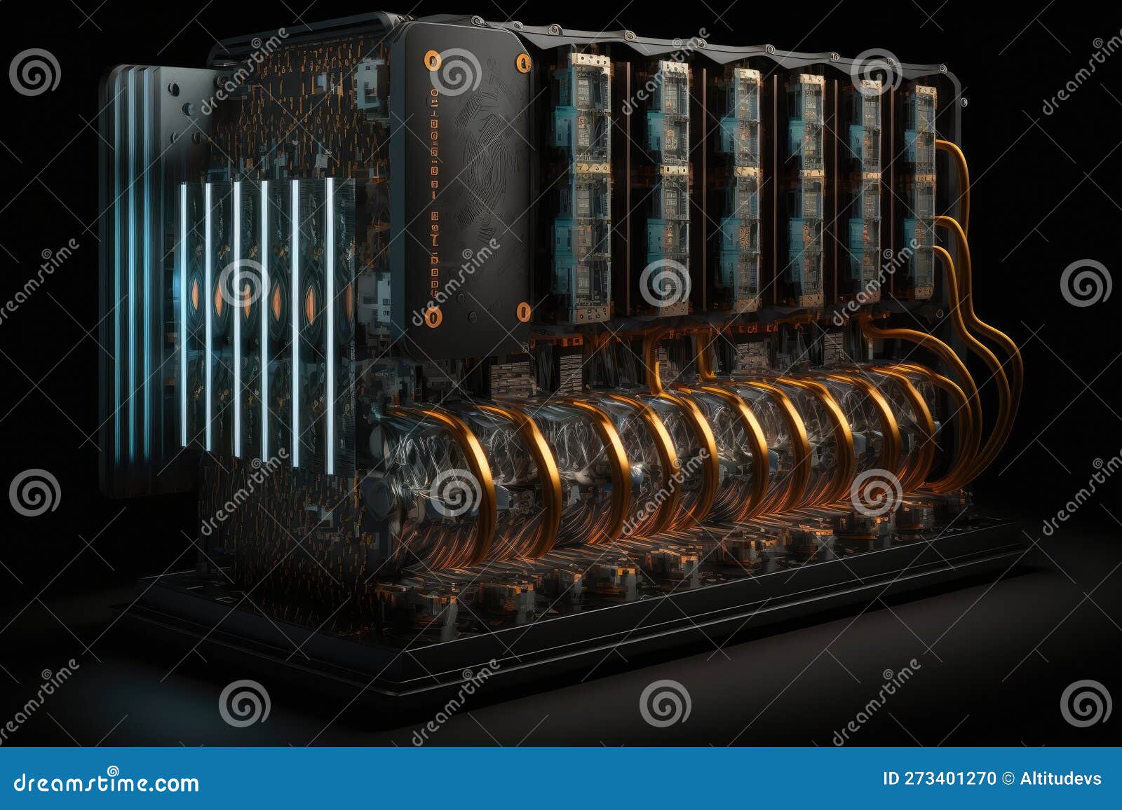 Bitcoin Mining Rig, with Rows of Powerful Gpus Solving Complex ...