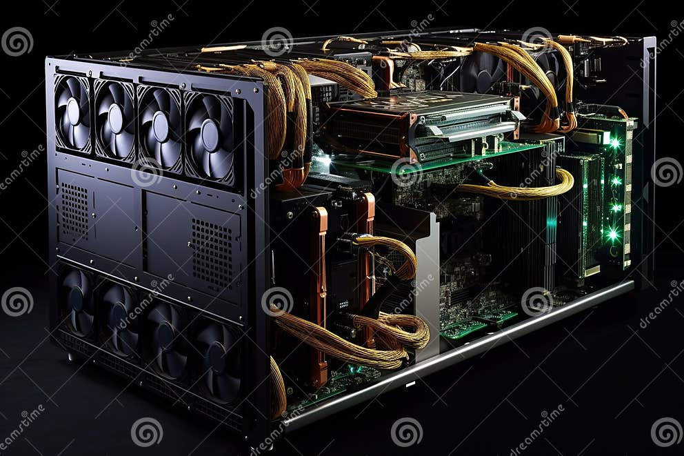 Bitcoin mining rigs stock illustration. Illustration of halving - 283551827