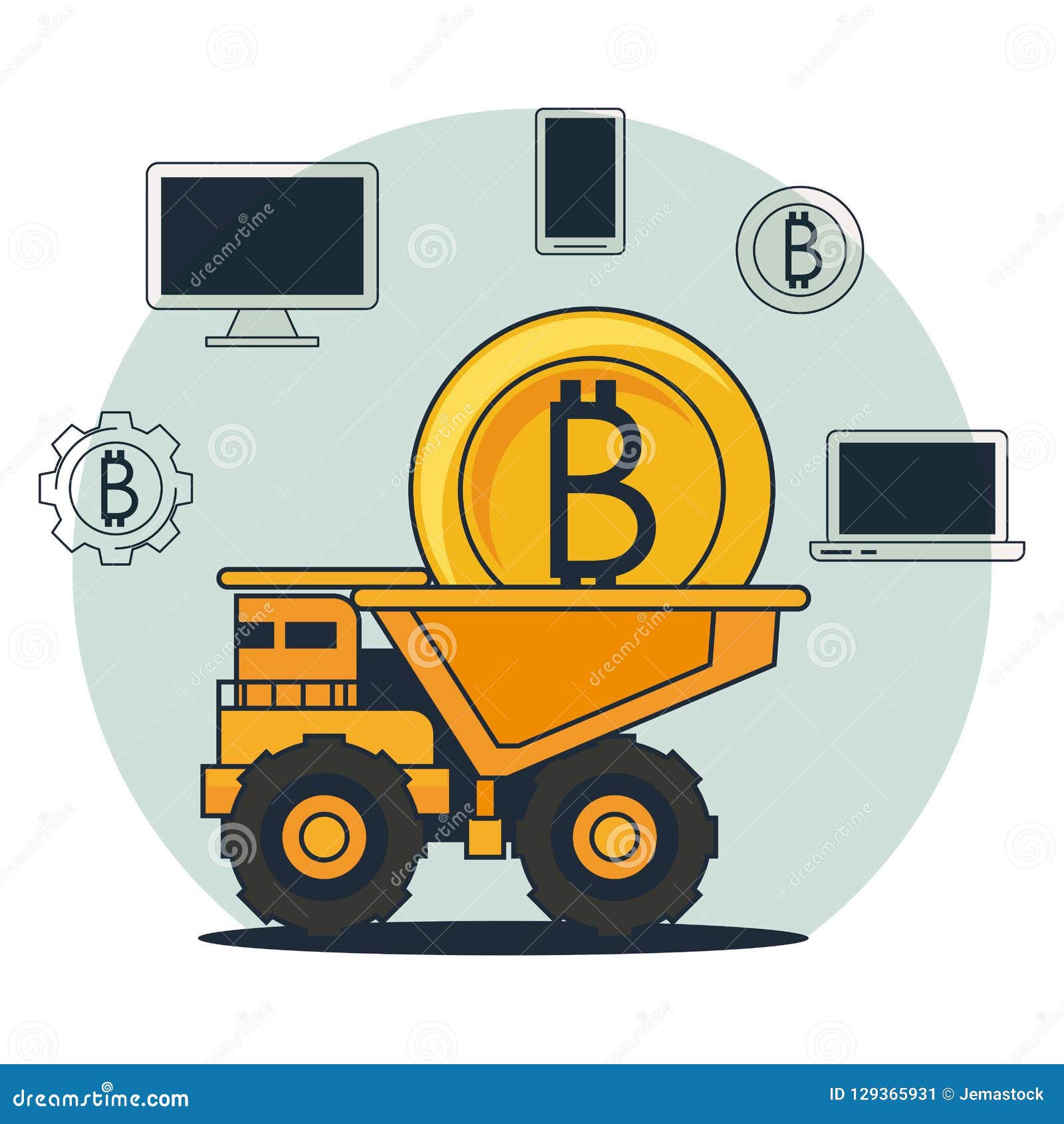 Bitcoin Mining Technological Devices Stock Vector - Illustration of ...