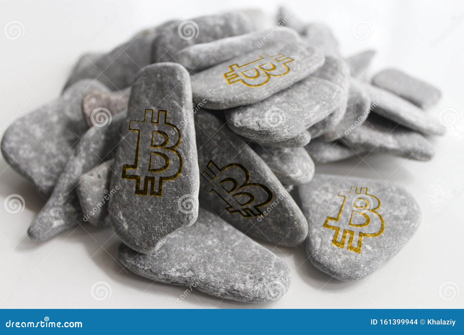 Bitcoin Mining Technology Illustrated on Grey Stones Stock Photo ...