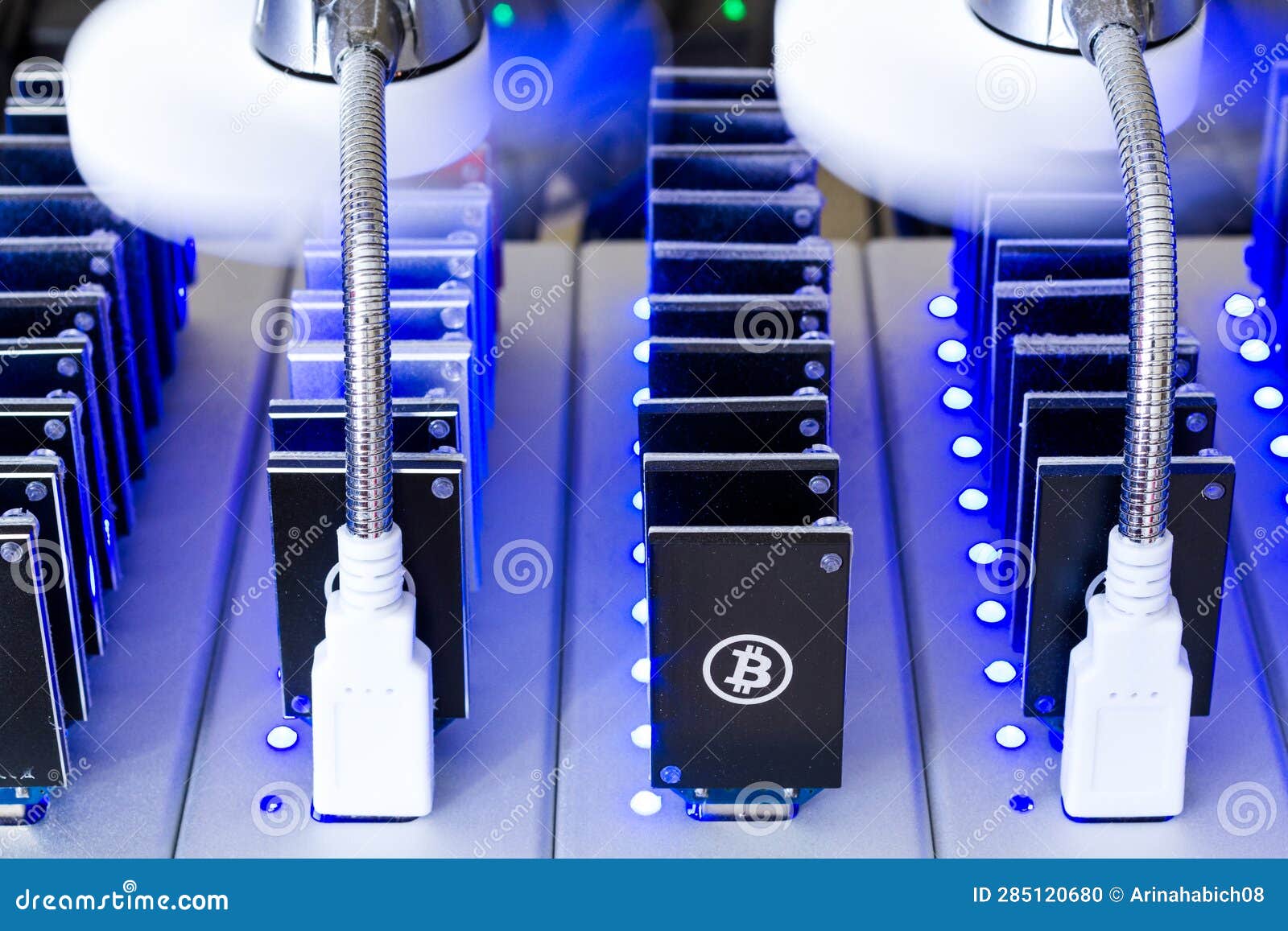 Bitcoin mining stock photo. Image of system, chip, board - 285120680