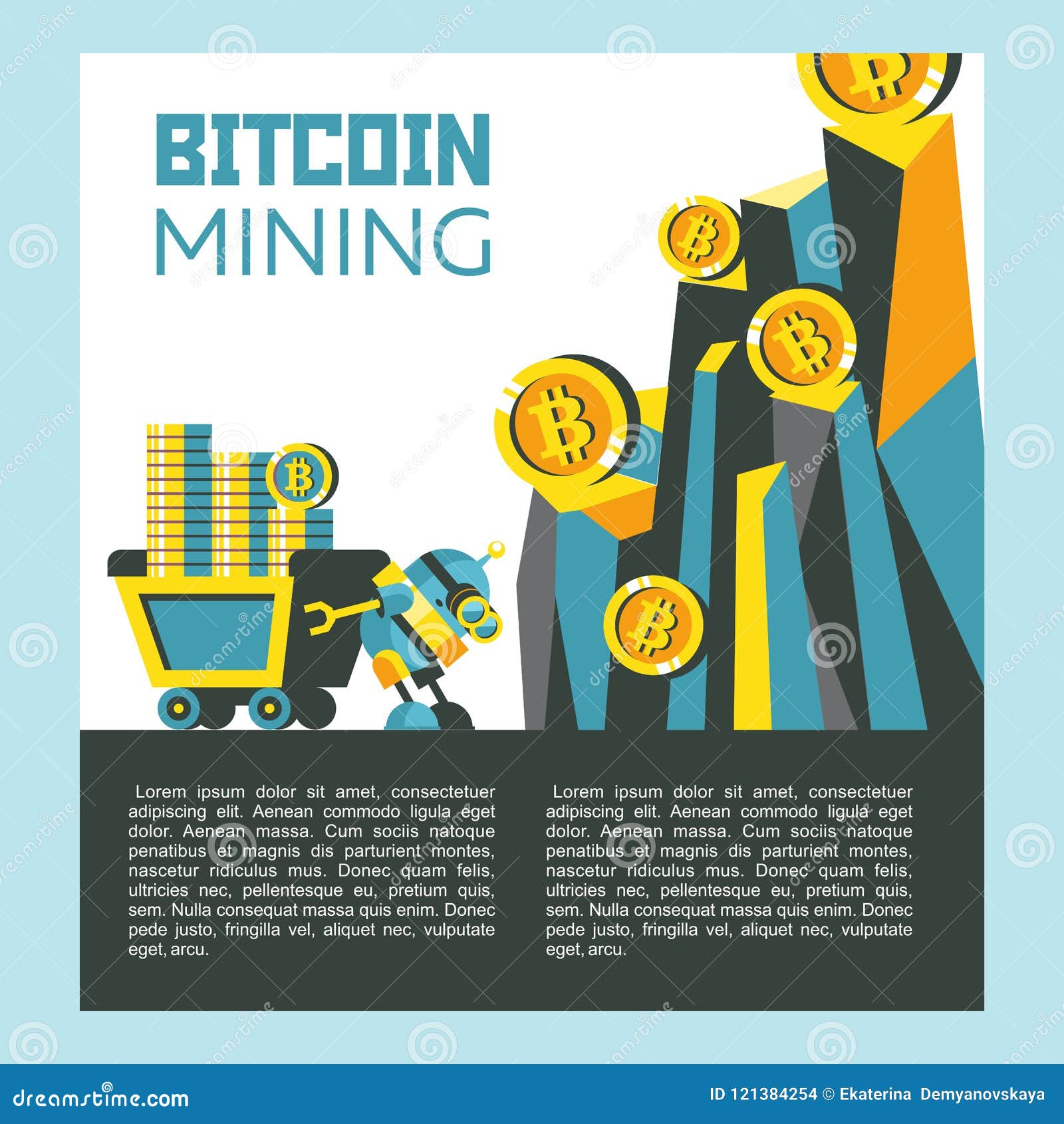 Bitcoin Mining. Vector Conceptual Illustration. Cryptocurrency Stock ...
