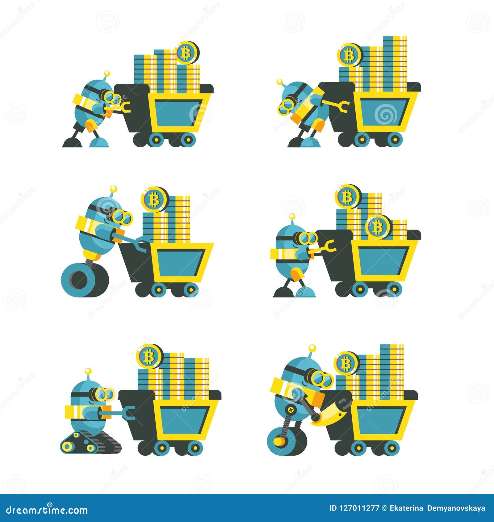 Bitcoin, the Cryptocurrency. Bitcoin Mining. Vector Illustration Stock ...