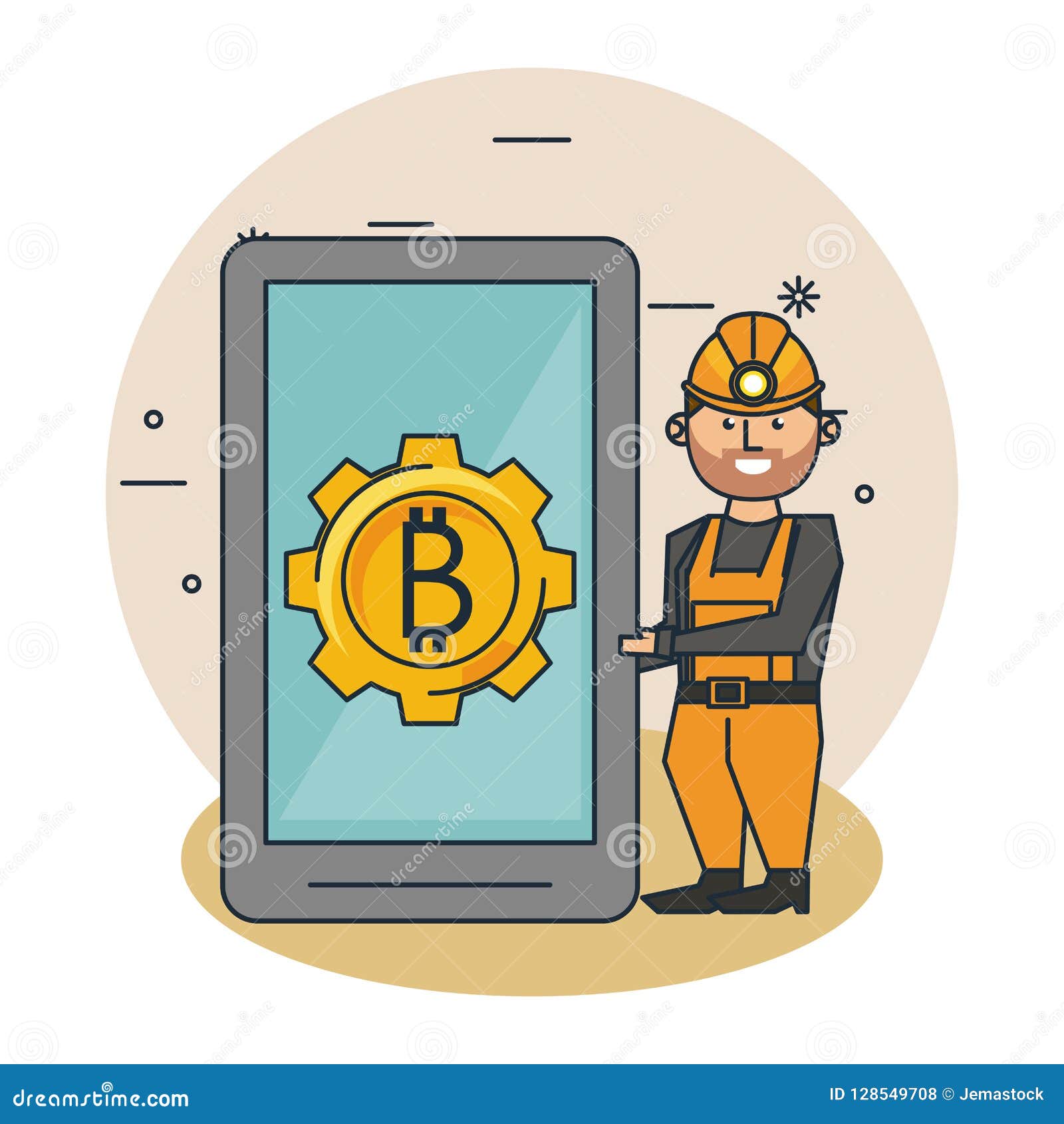 Bitcoin mining cartoons stock vector. Illustration of mining - 128549708