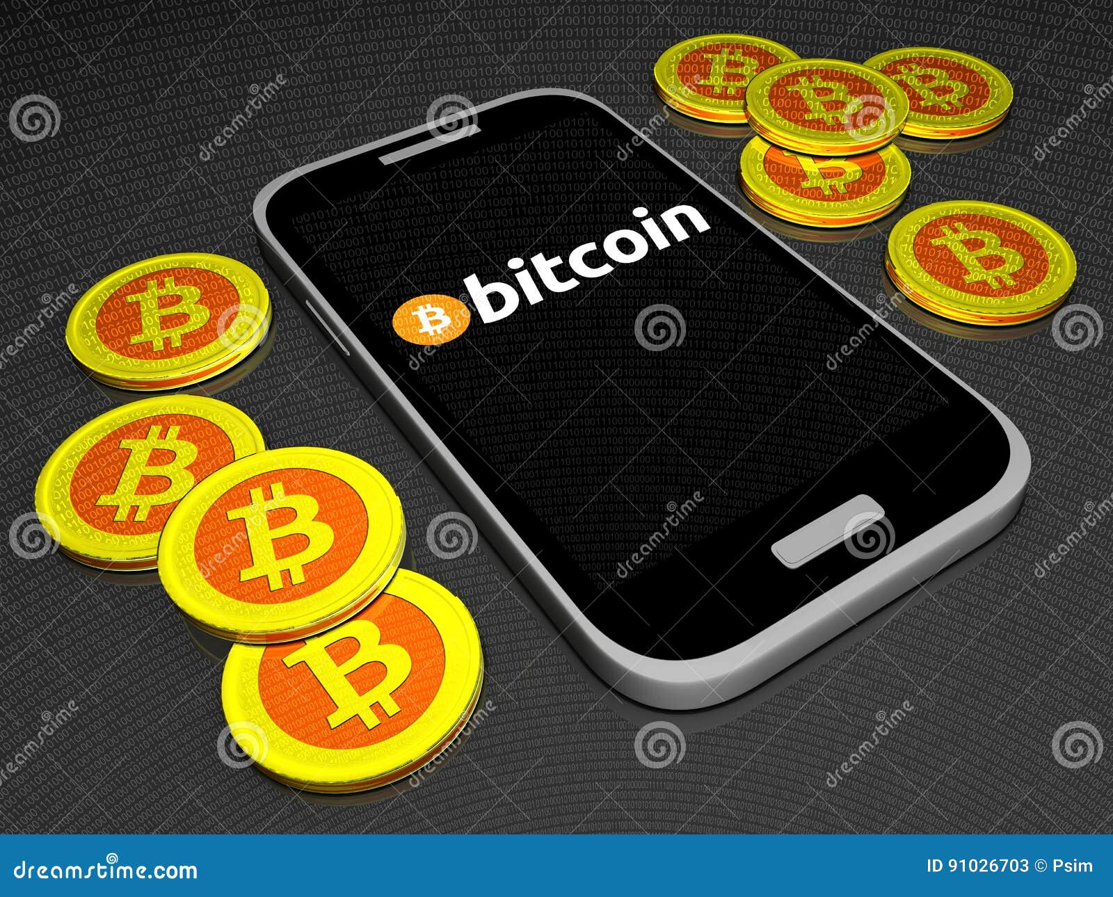 Bitcoin mobile wallet stock illustration. Illustration of electronic ...