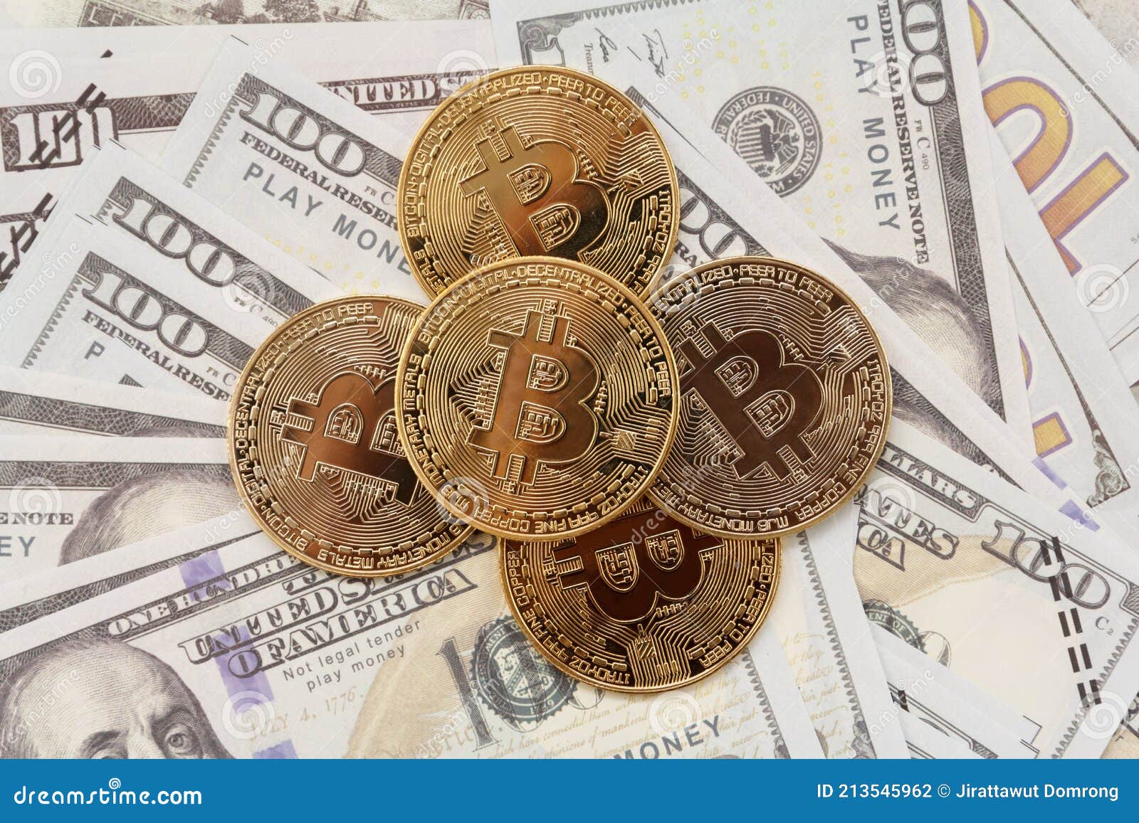 Bitcoin on the Mock Up Cash. Cryptocurrency Digital Money Concept Stock ...