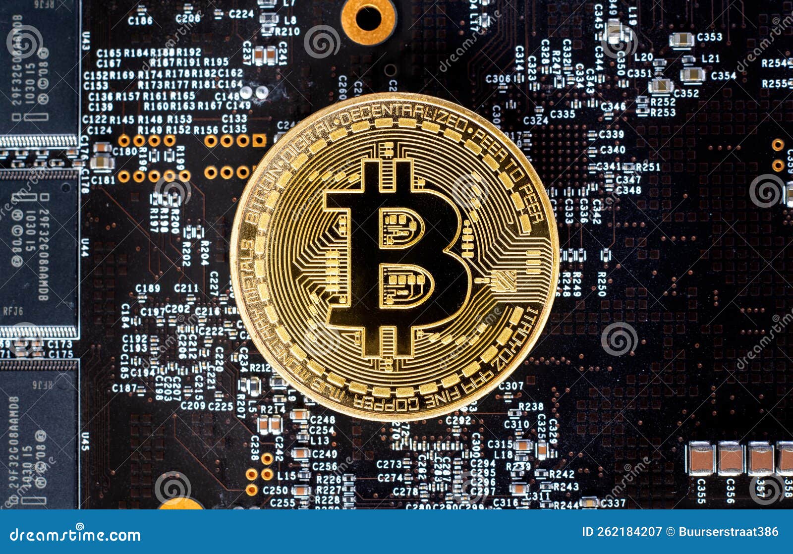 Bitcoin on motherboard stock image. Image of data, crypto - 262184207