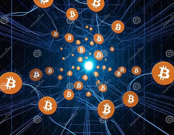 Bitcoin Network Connection Visualization Stock Photo - Image of trading ...