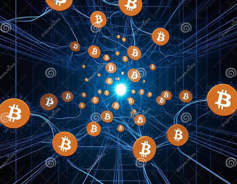 Bitcoin Network Connection Visualization Stock Photo - Image of trading ...