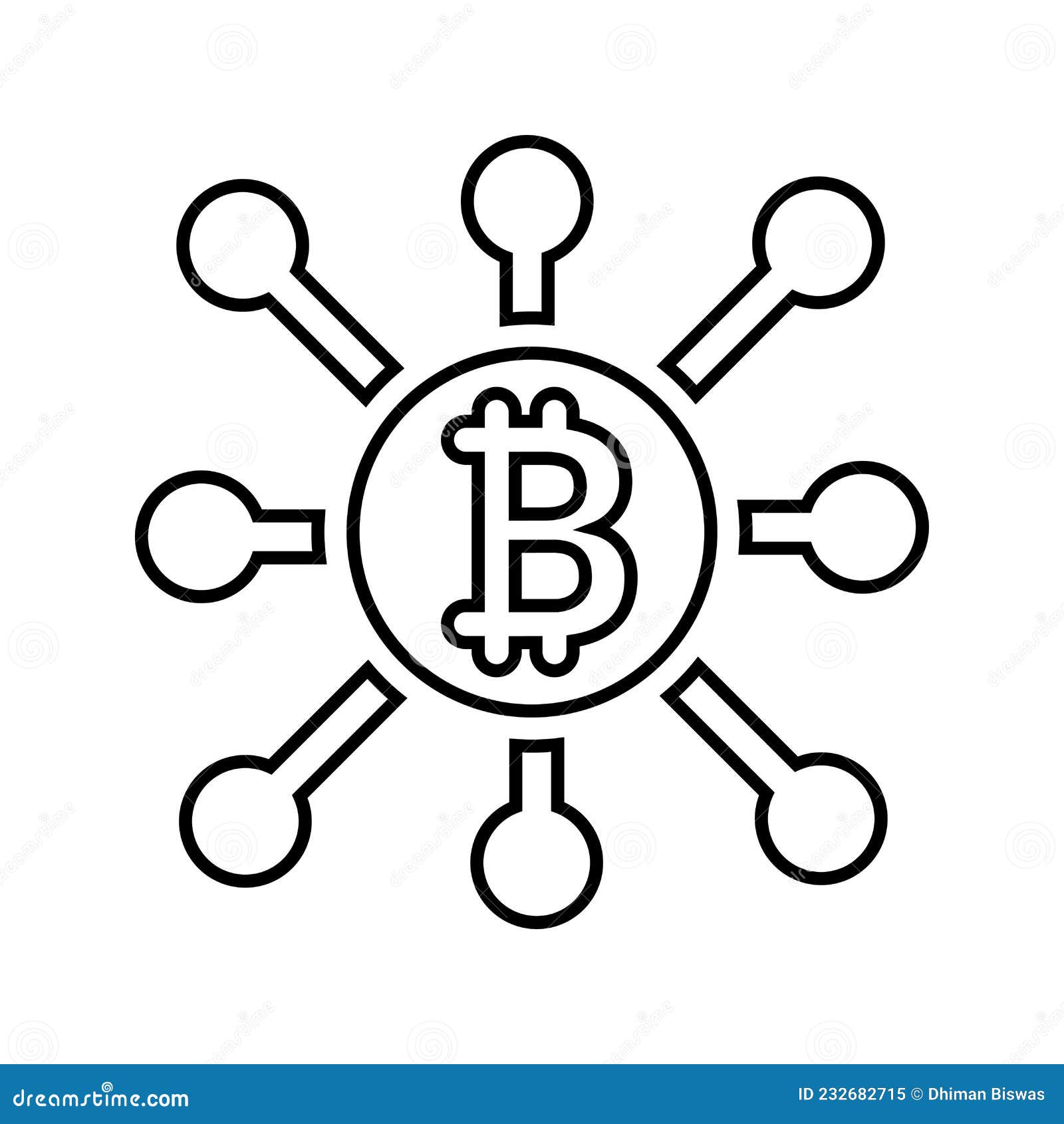 Bitcoin, Network Line Icon. Outline Vector Stock Vector - Illustration ...