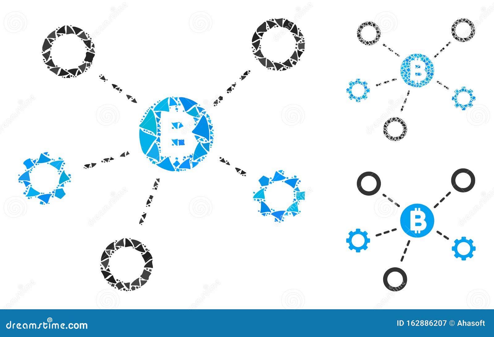 Bitcoin Network Nodes Composition Icon of Humpy Pieces Stock ...