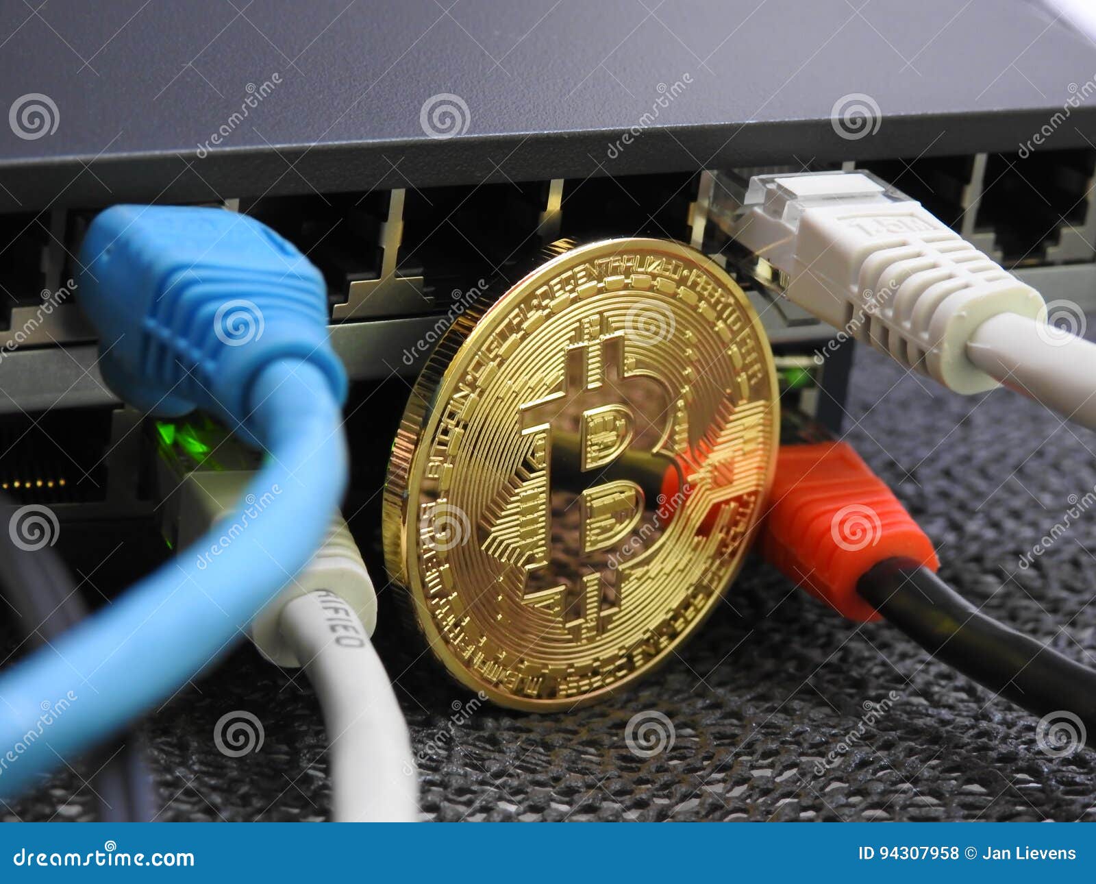 Bitcoin and network stock photo. Image of connectors - 94307958