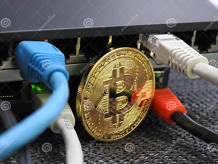 Bitcoin and network stock photo. Image of connectors - 94307958