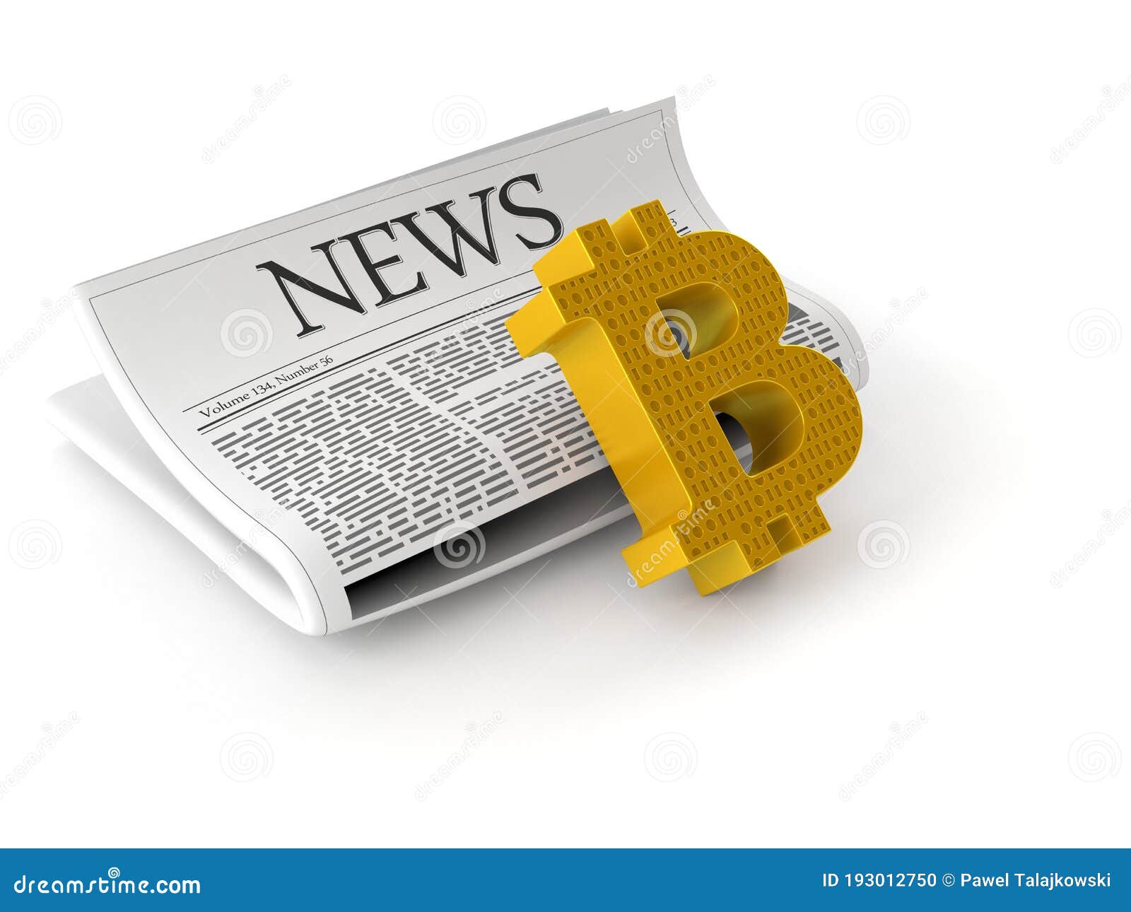 Bitcoin with newspaper stock illustration. Illustration of finance ...