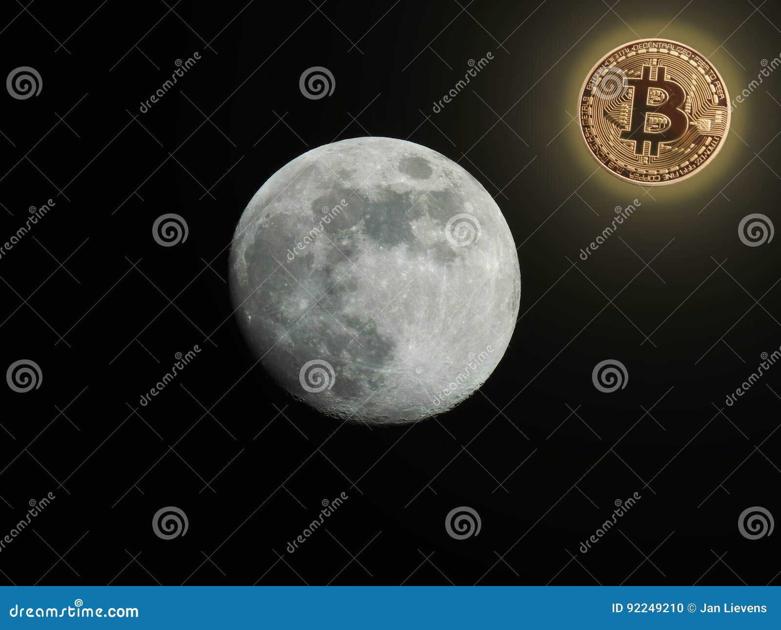 Bitcoin Next To Planet in Space Stock Photo - Image of concept, golden ...